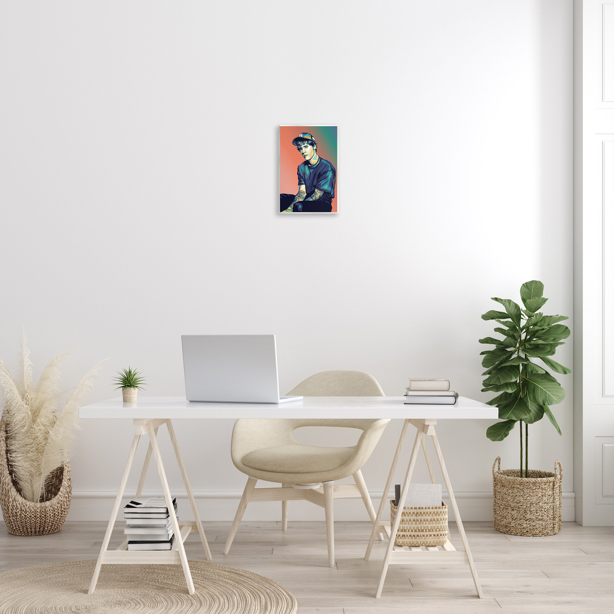 Stupell Industries Justin Portrait with Hat Wall Plaque Art by Birch ...