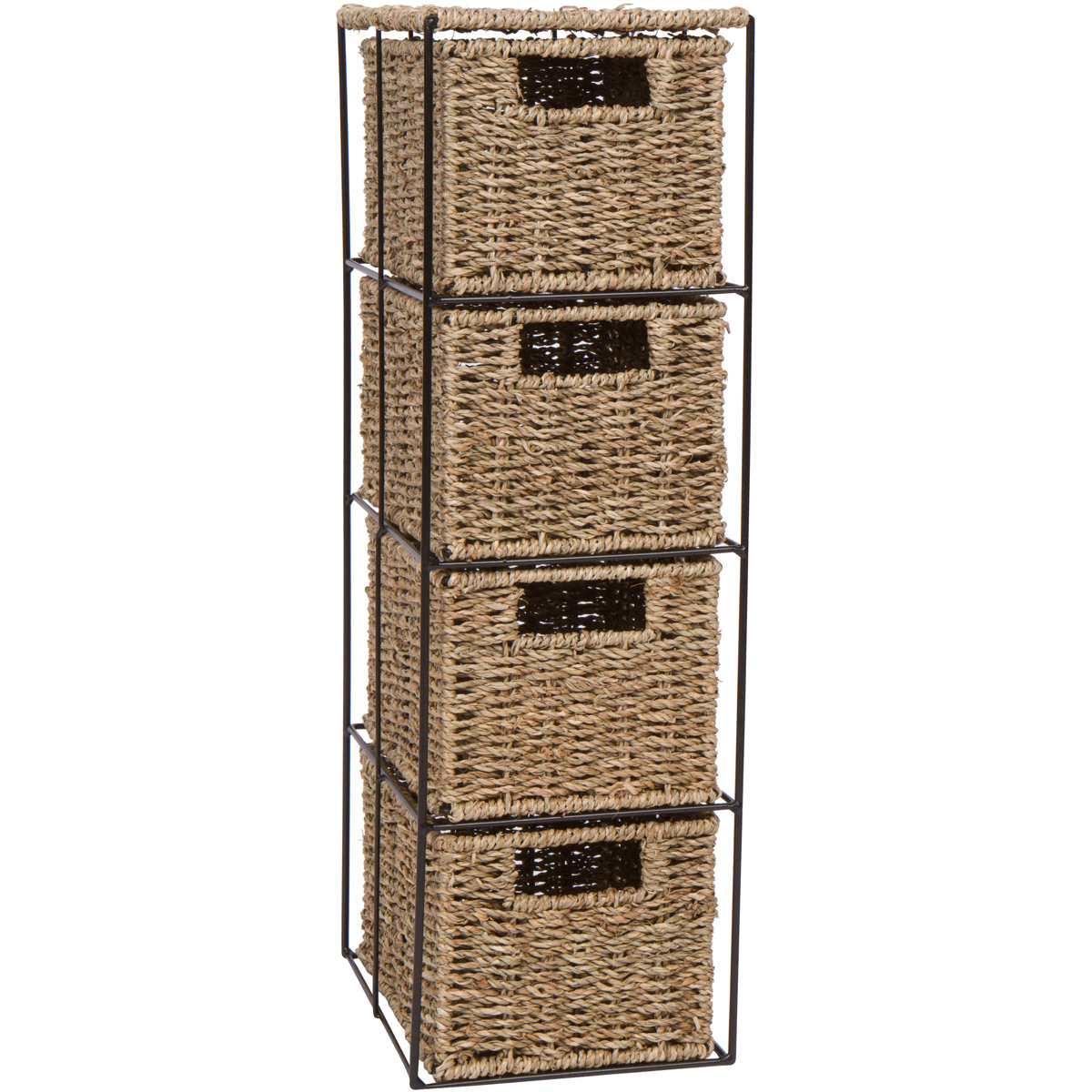 Highland Dunes Arthur Seagrass and Metal 4 Drawer Storage Chest ...