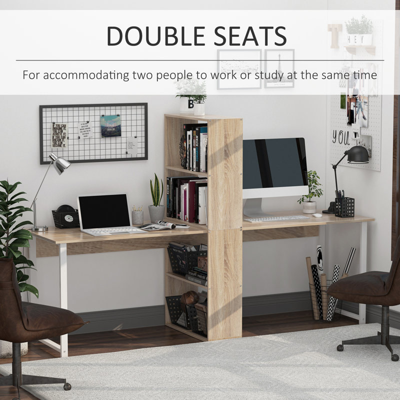 Latitude Run® Extra Long 2-Person Computer Desk & Reviews | Wayfair