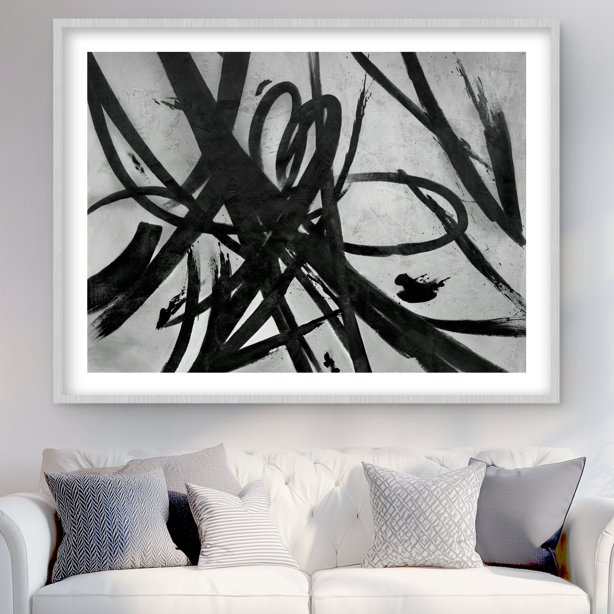 Lark Manor™ Circular strokes | Livingroom Shapes framed matted print ...