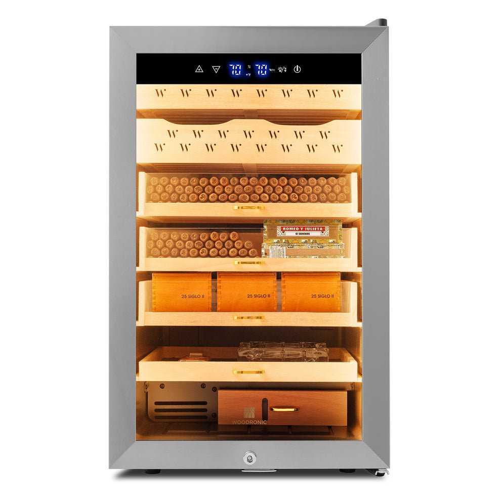Woodronic Electric Cigar Humidor for 400 Cigars with Temperature and ...