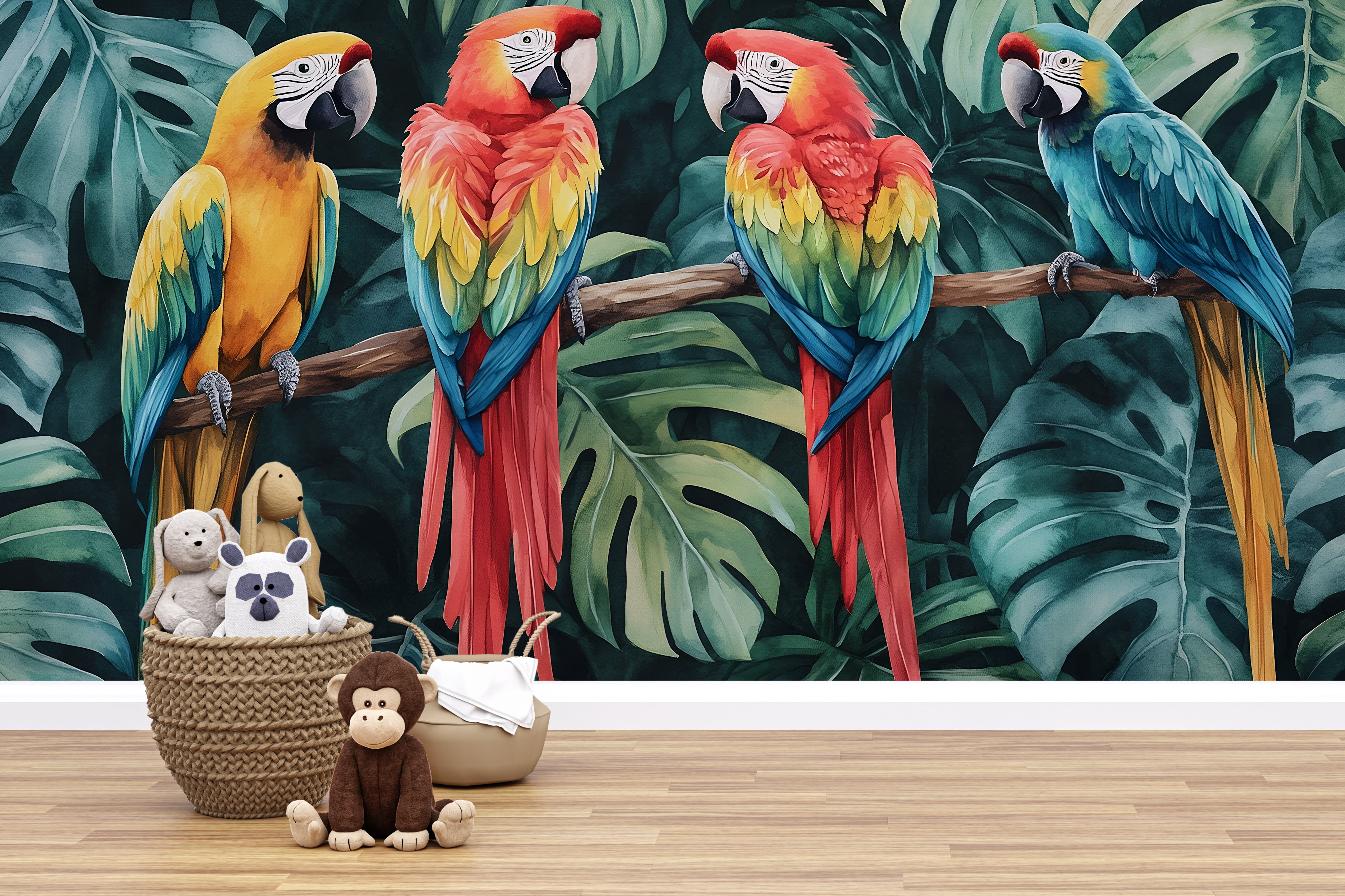 Dakota Fields Tropical Parrots Wall Art – Colorful Jungle Bird Print ...