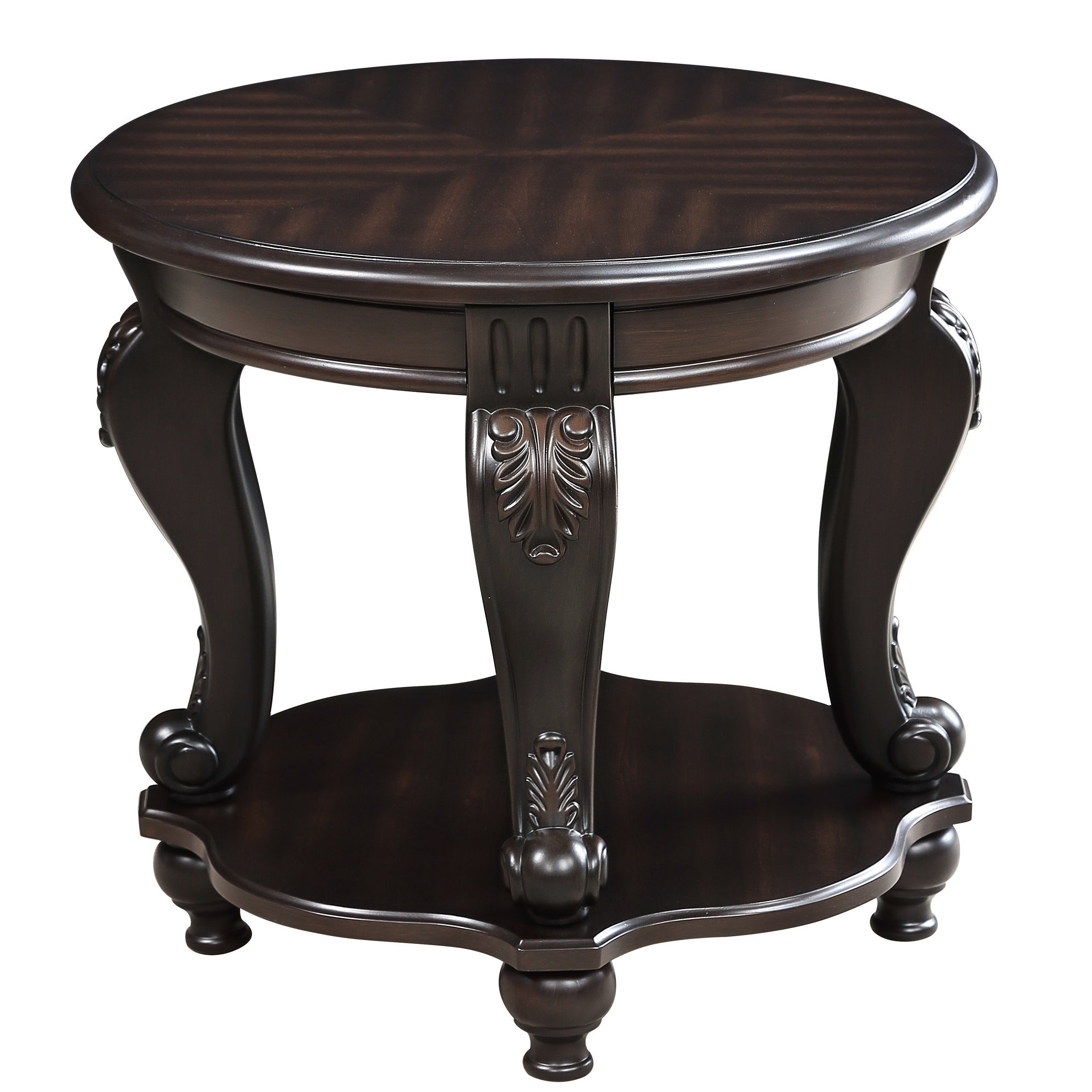 Astoria Grand 22" Solid Wood Round Table, Hue, Shelf For Organization ...