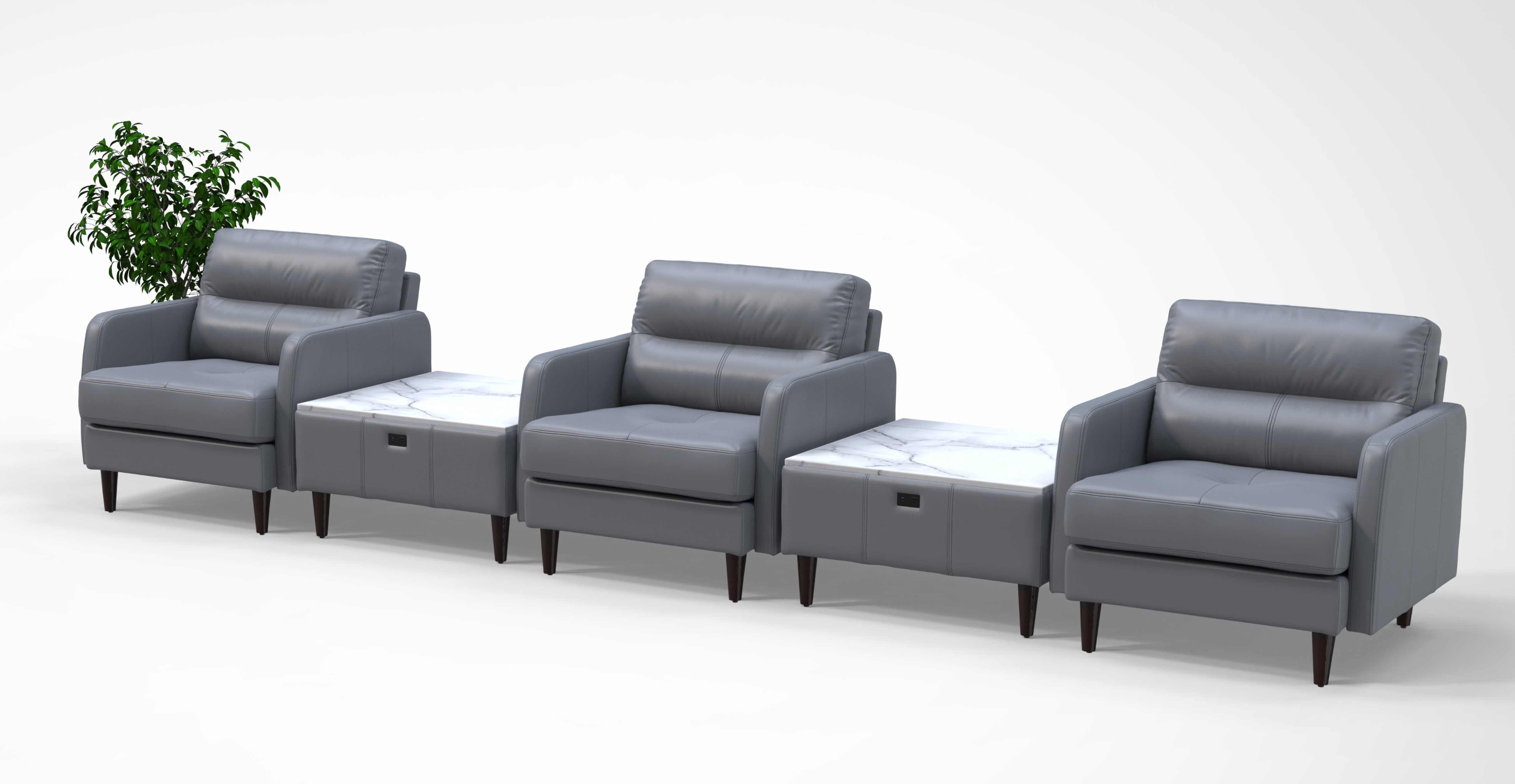 Reunion 3 Person Waiting Room Reception Chairs with Charging Tables Set ...