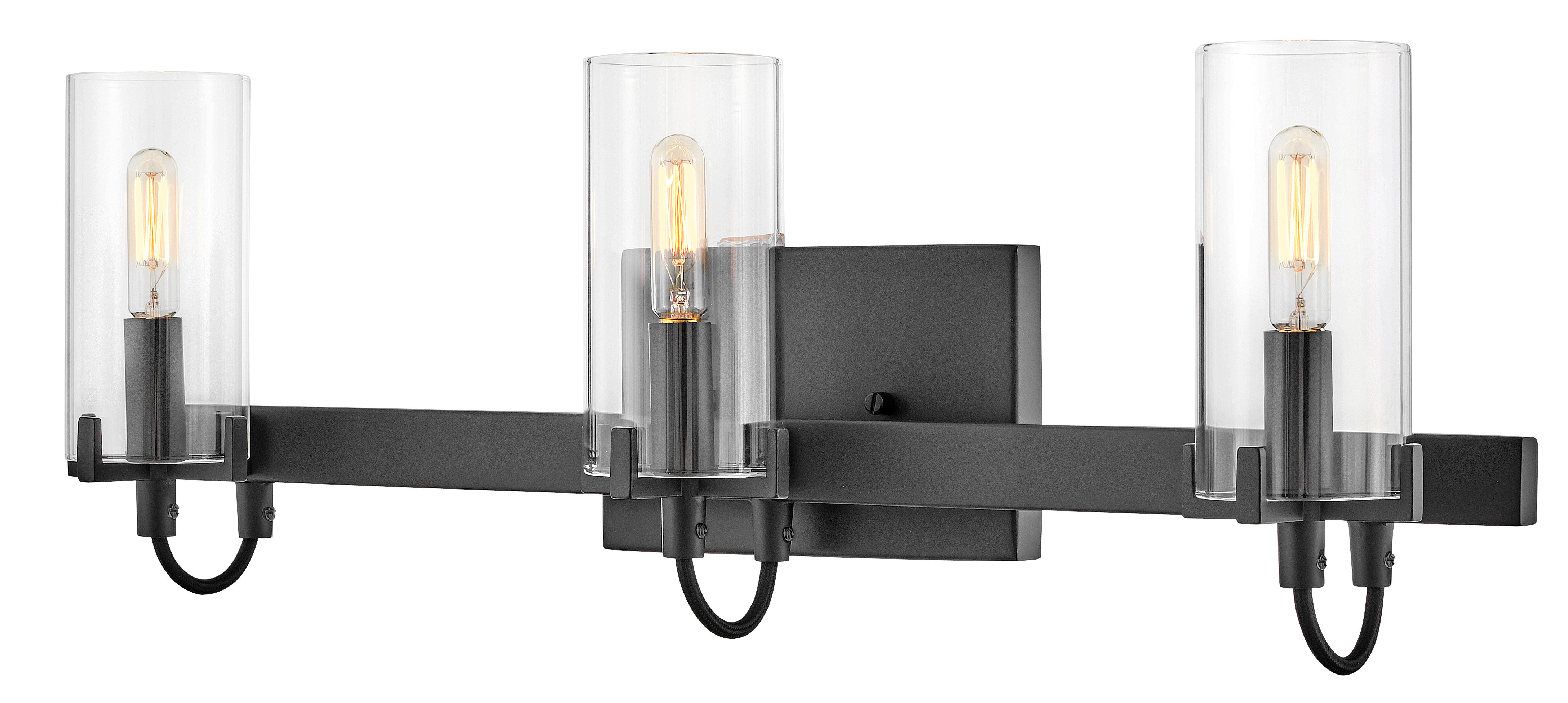 Hinkley Ryden 3-Light Bath Vanity Fixture with Clear Cylindrical Shades ...