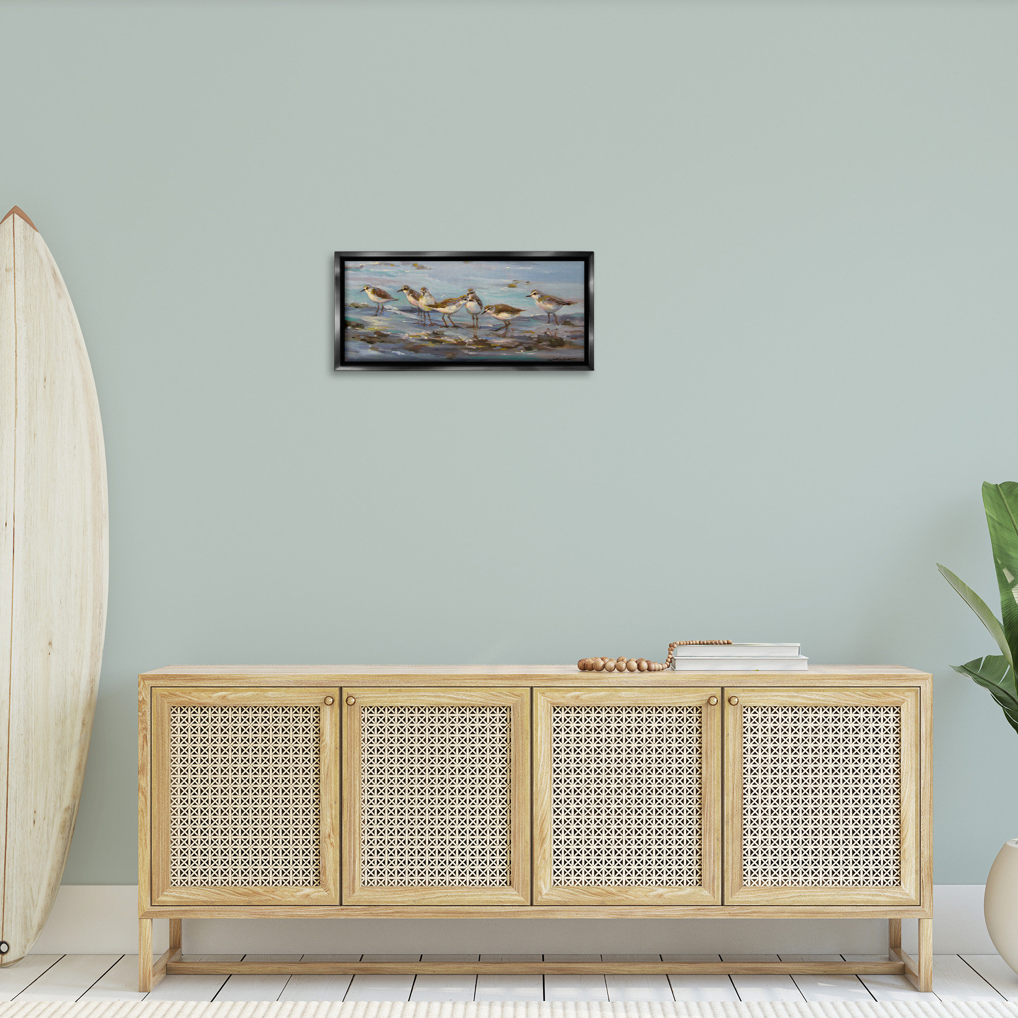 Dovecove " Sandpiper Flock On Shore Floater Frame " by Sandy Nelson on ...