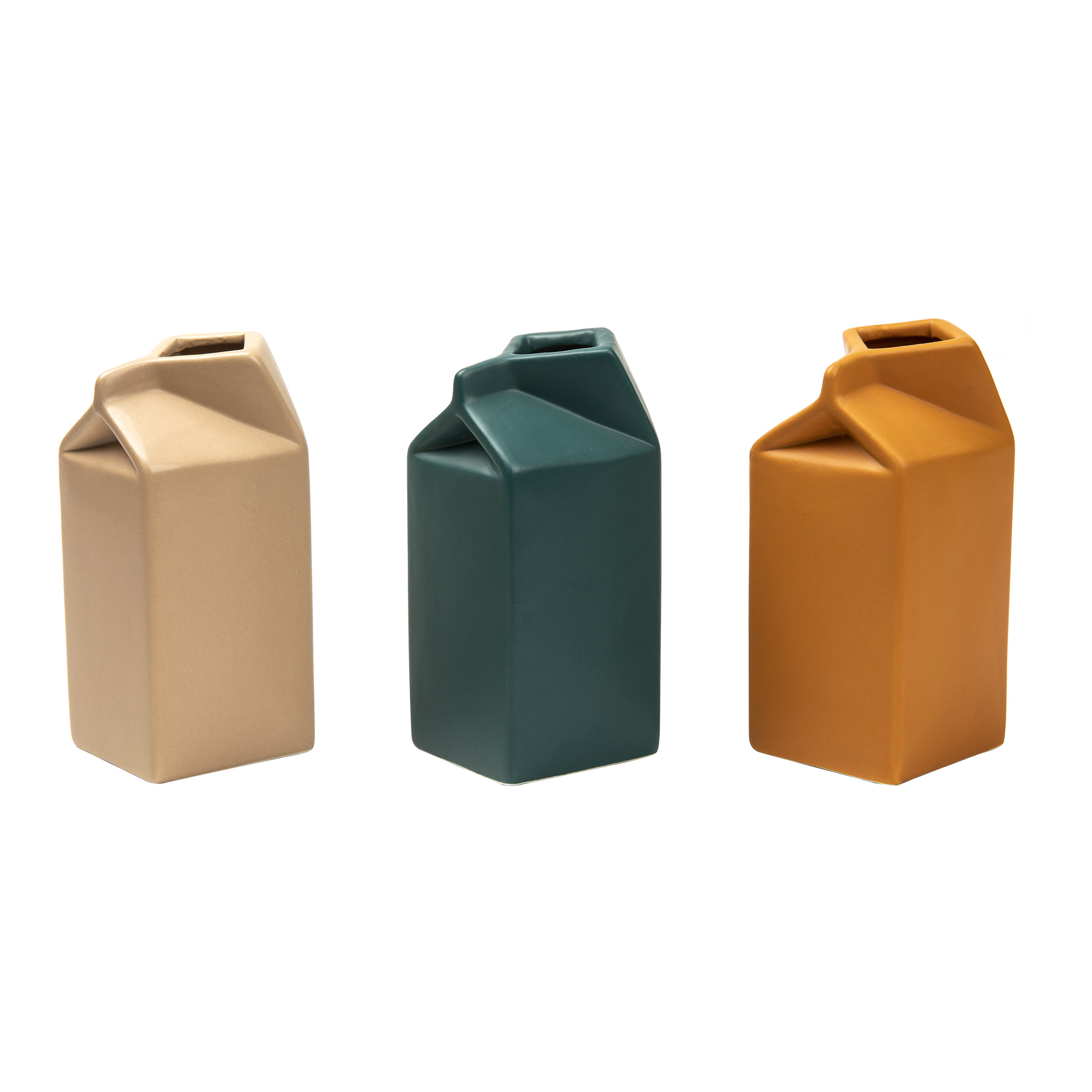 Ophelia & Co. Small Dol Matte Milk Carton Vase Set of 3 Spring Home ...