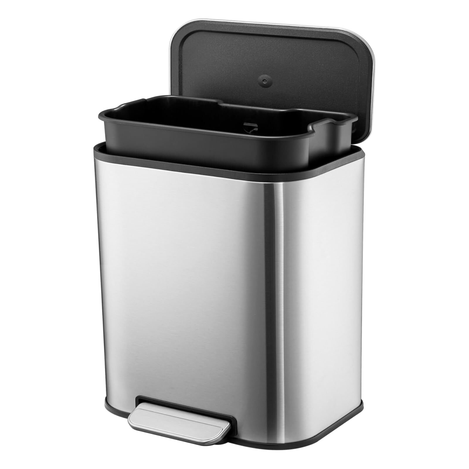 babevy 5.3 Gallon Stainless Steel Trash Can, 20 Liter Rectangular ...