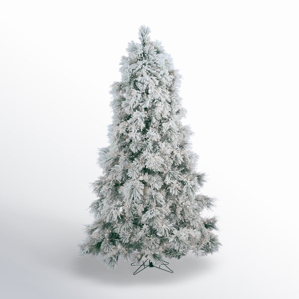 The Holiday Aisle® LED Heavy Flocked Arctic 7.5' Silver Pine Artificial ...
