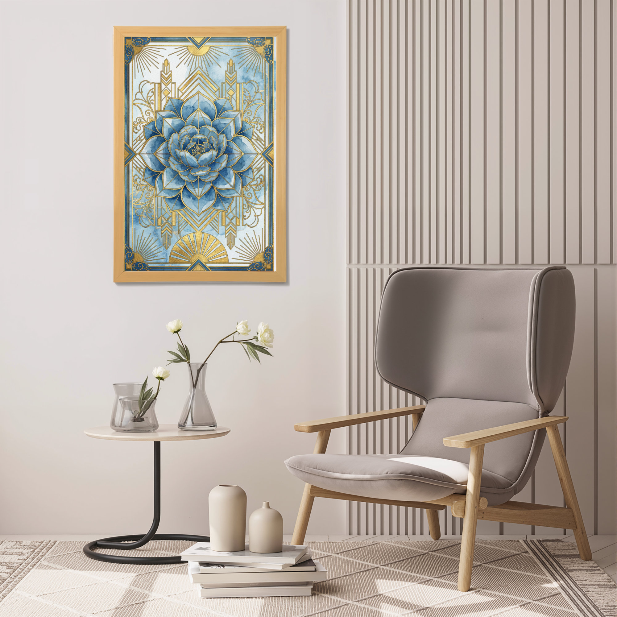 Mercer41 Lotus Flower Art Deco Pattern Canvas Wrapped Wall Art Oil ...