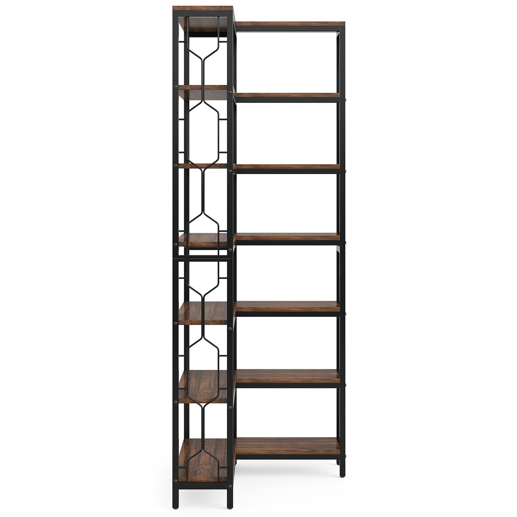 Red Cloud 78.74" Tall 7-Tier Industrial Corner Bookshelf Tall Wood ...
