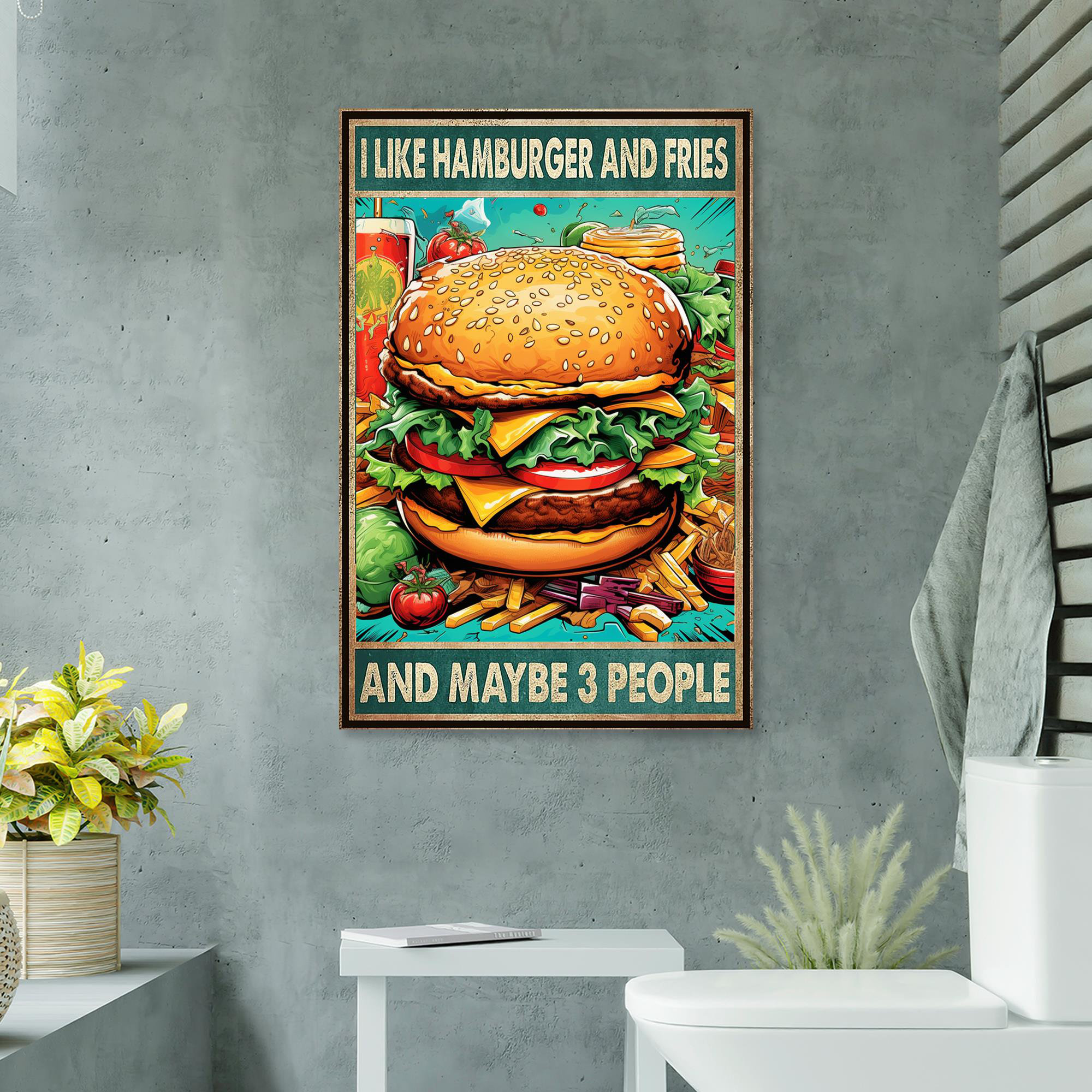 Trinx Jamielee I Like Hamburger And Fries On Canvas Graphic Art | Wayfair