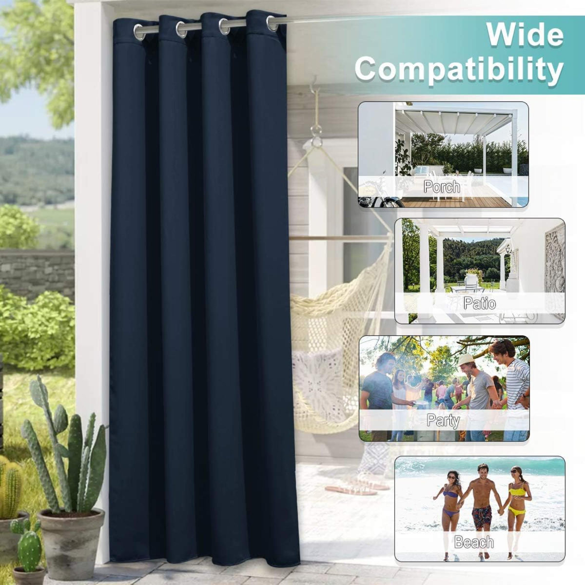 Latitude Run® Outdoor Curtains Windproof Weatherproof Porch Curtains ...
