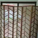 Legacy Decor Room Divider Screen With Jute Insert Geometric Cutout Wood ...