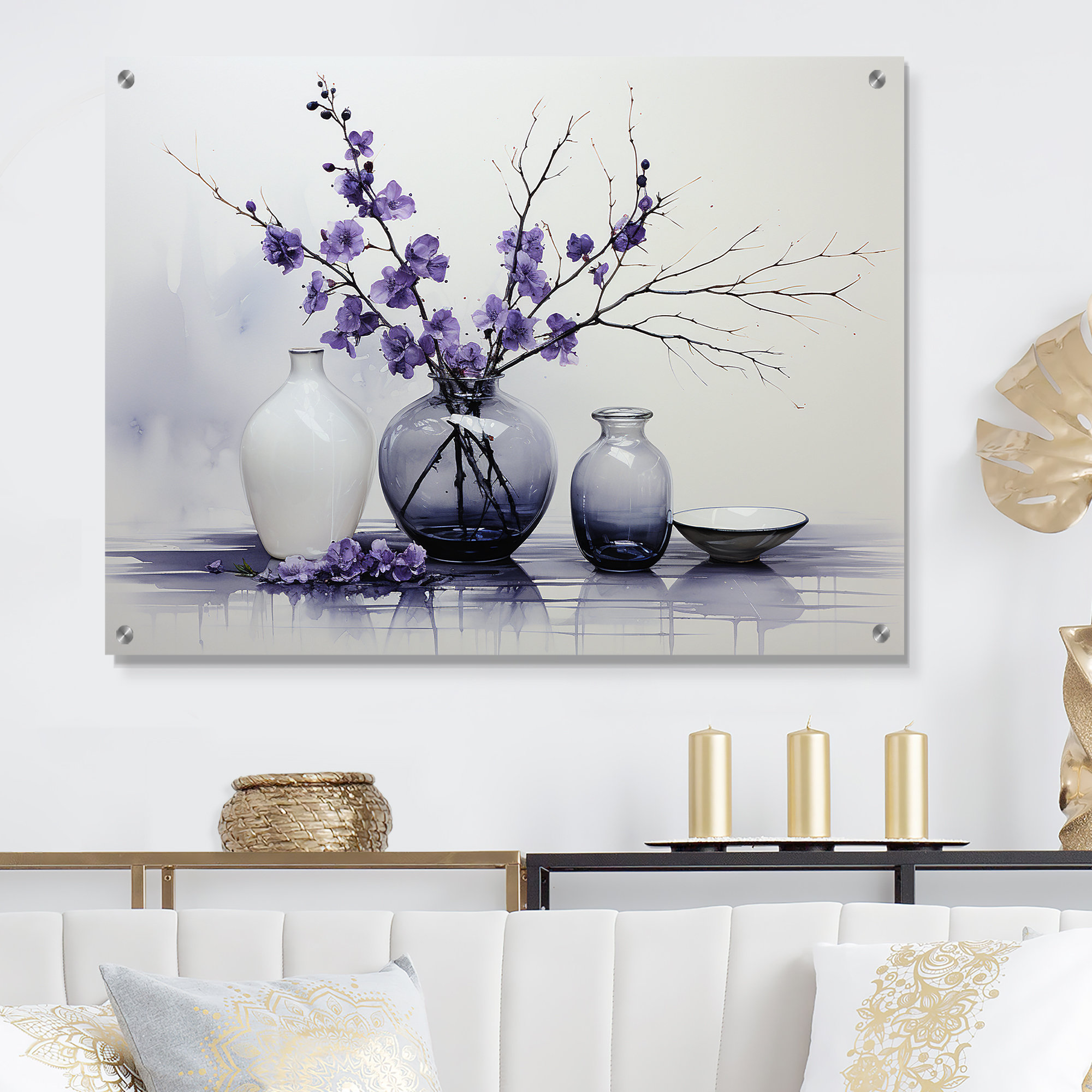 Ebern Designs Purple Grey Minimalism Balance And Contrast Pottery ...