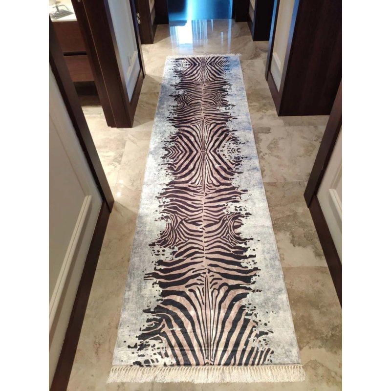 Rugpera Firenze Gray Animal Print Digital Print Polyamide Non-Slip Area ...