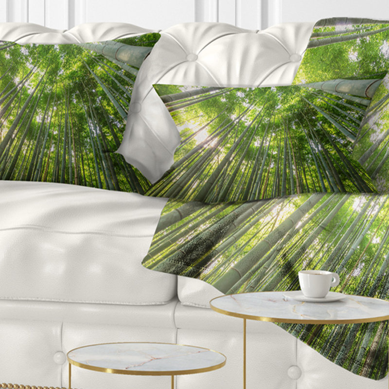 Design Art Peaks of Bamboo in Kyoto Forest - Forest Printed Throw ...