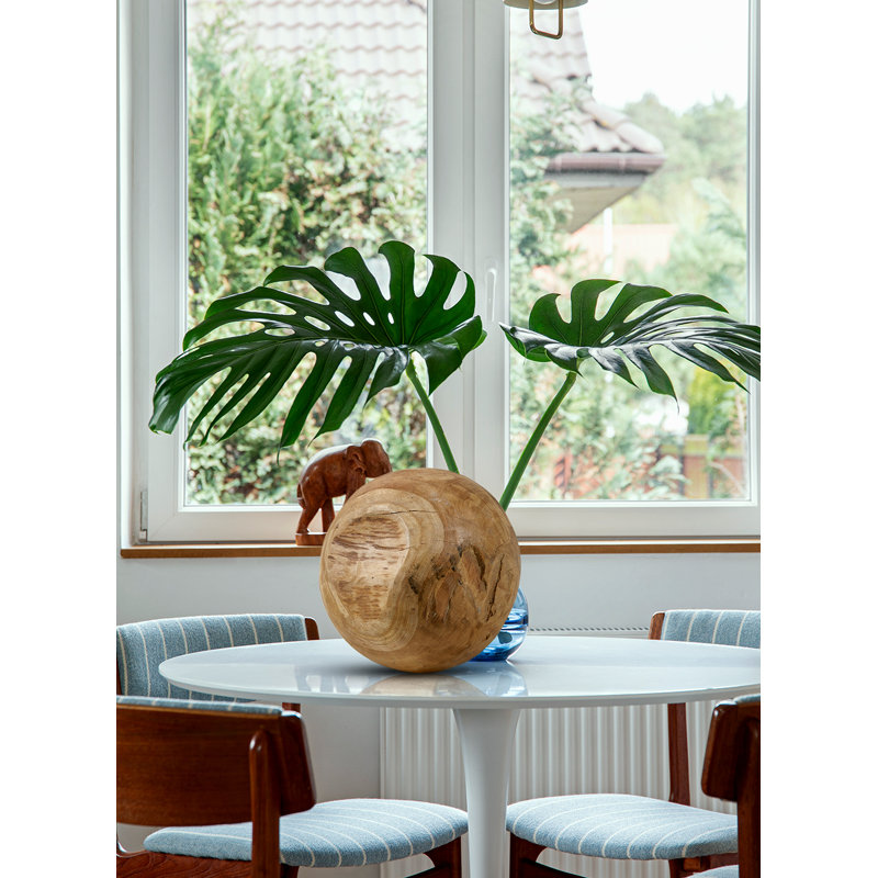 Millwood Pines Natural Teak Wood Orb, Decorative Orbs For Centerpiece ...