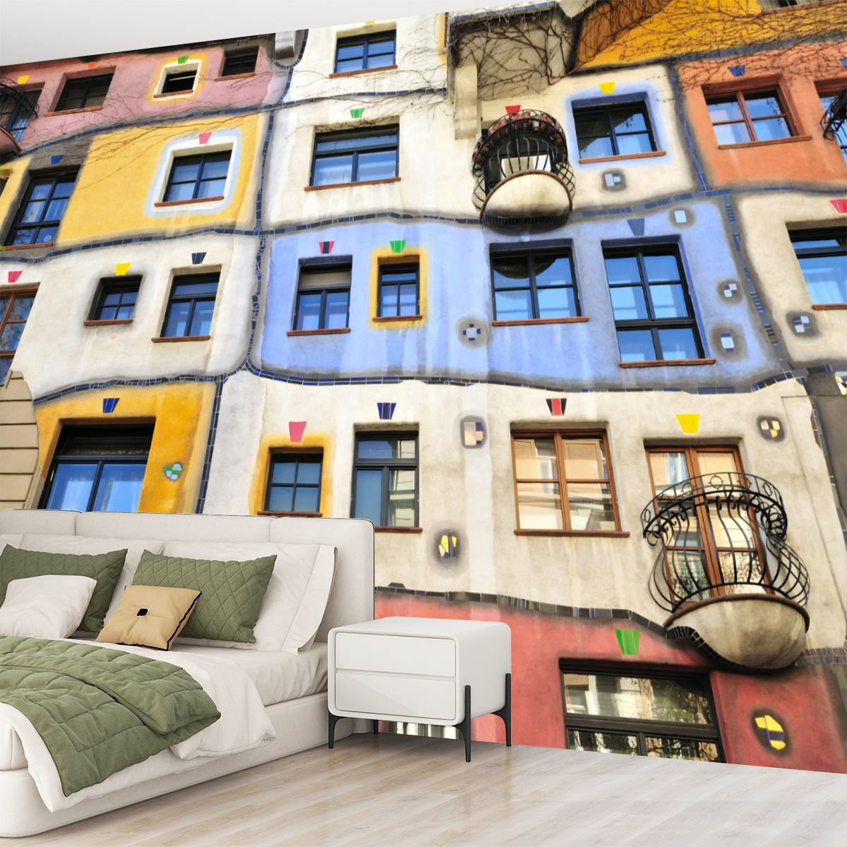 Ebern Designs Peel and Stick Canvas Wallpaper Wall Mural Colourful ...