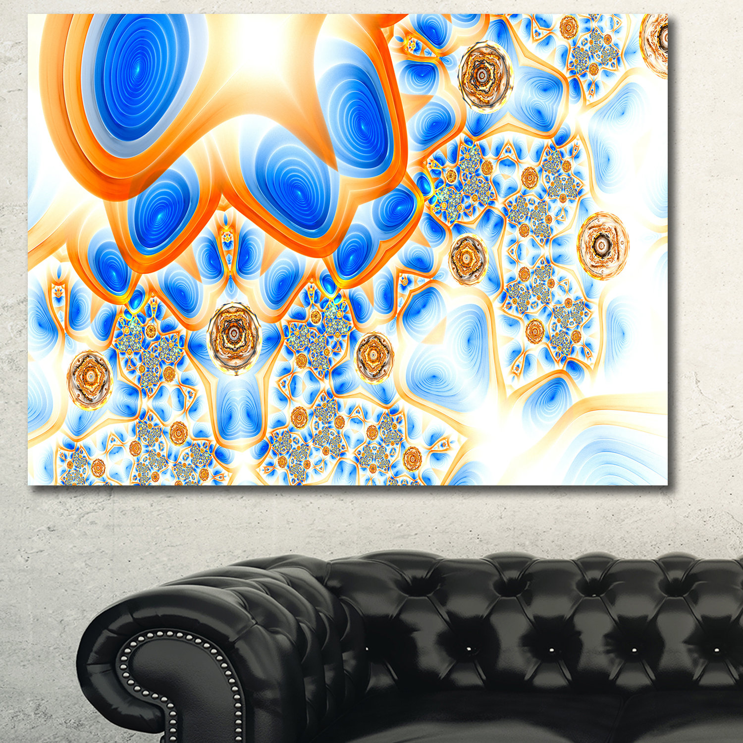 Design Art 'Yellow Blue Exotic Pattern' Graphic Art on Wrapped Canvas ...