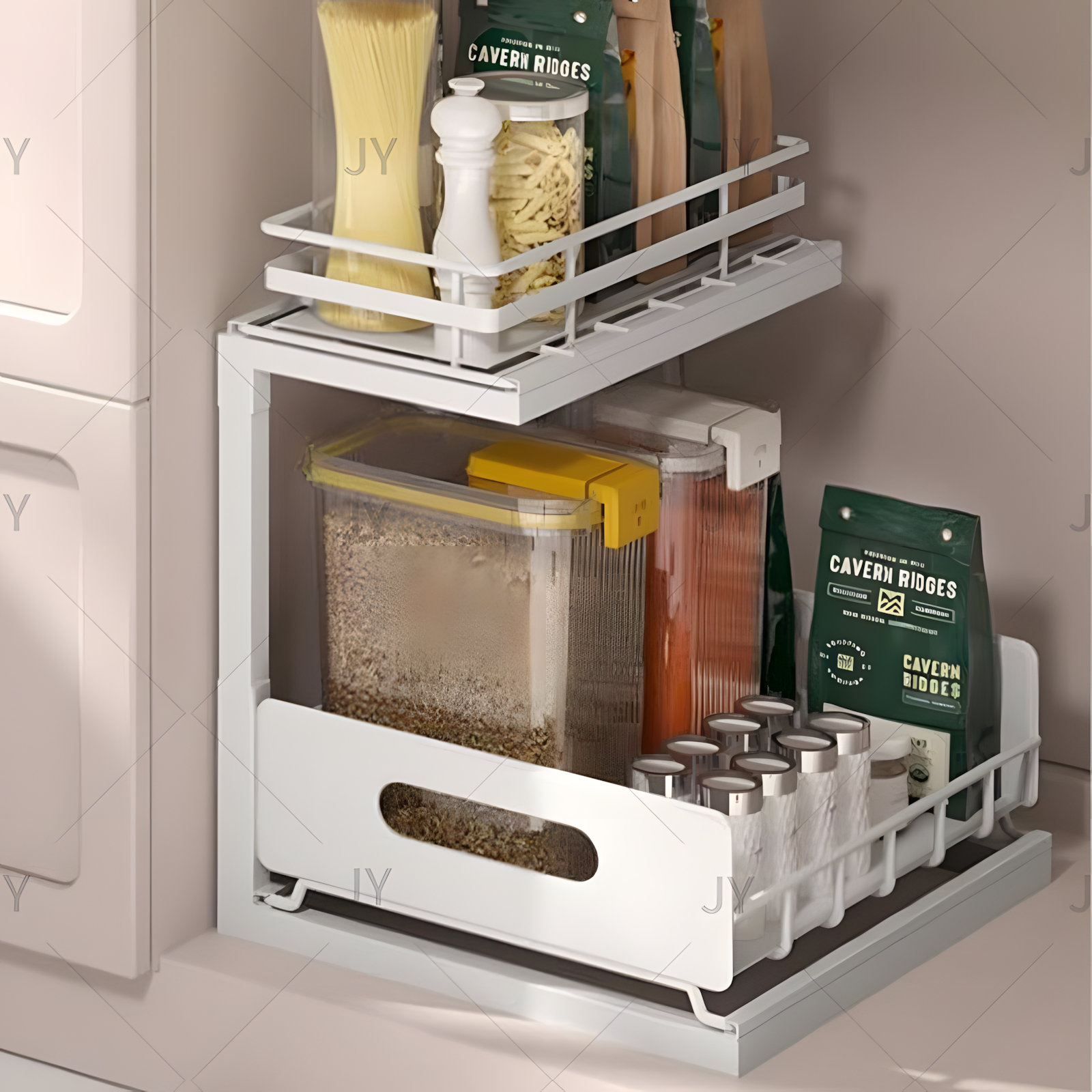 Latitude Run® Pull-Out Under Sink Organizer, 2-Tier Kitchen Cabinet ...