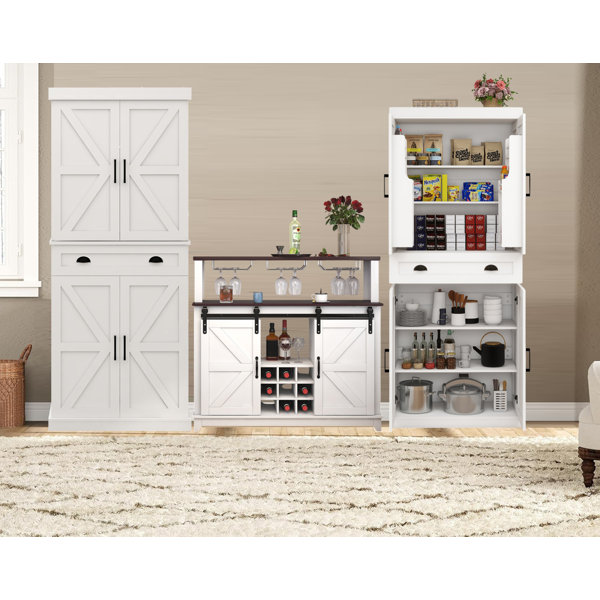 Gracie Oaks 3-Piece Kitchen Pantry Storage Cabinet | Wayfair