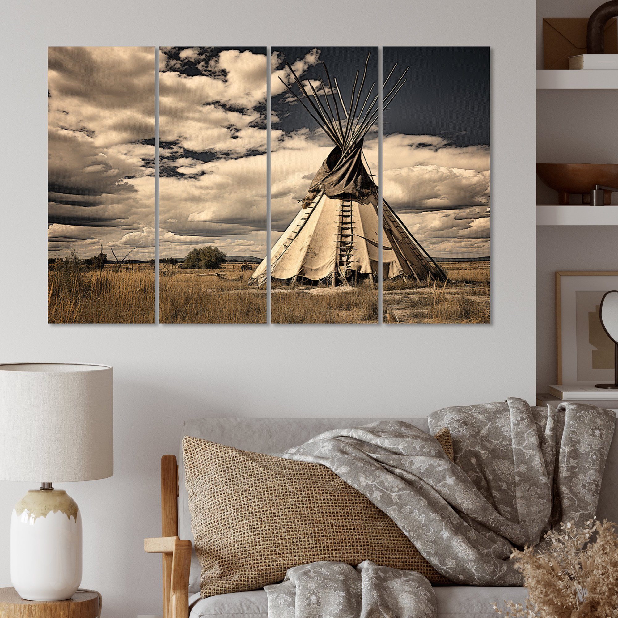 Union Rustic Grey Native Tipi Shadows Of Heritage II - Native American ...