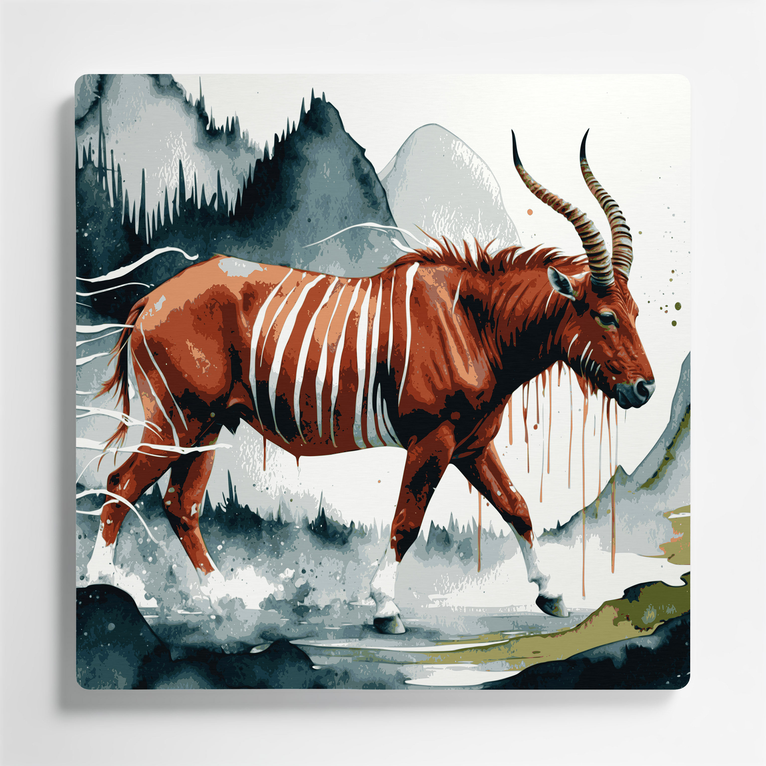 Hokku Designs Wildlife Mountain Bongo Black Metal Wall Art | Wayfair