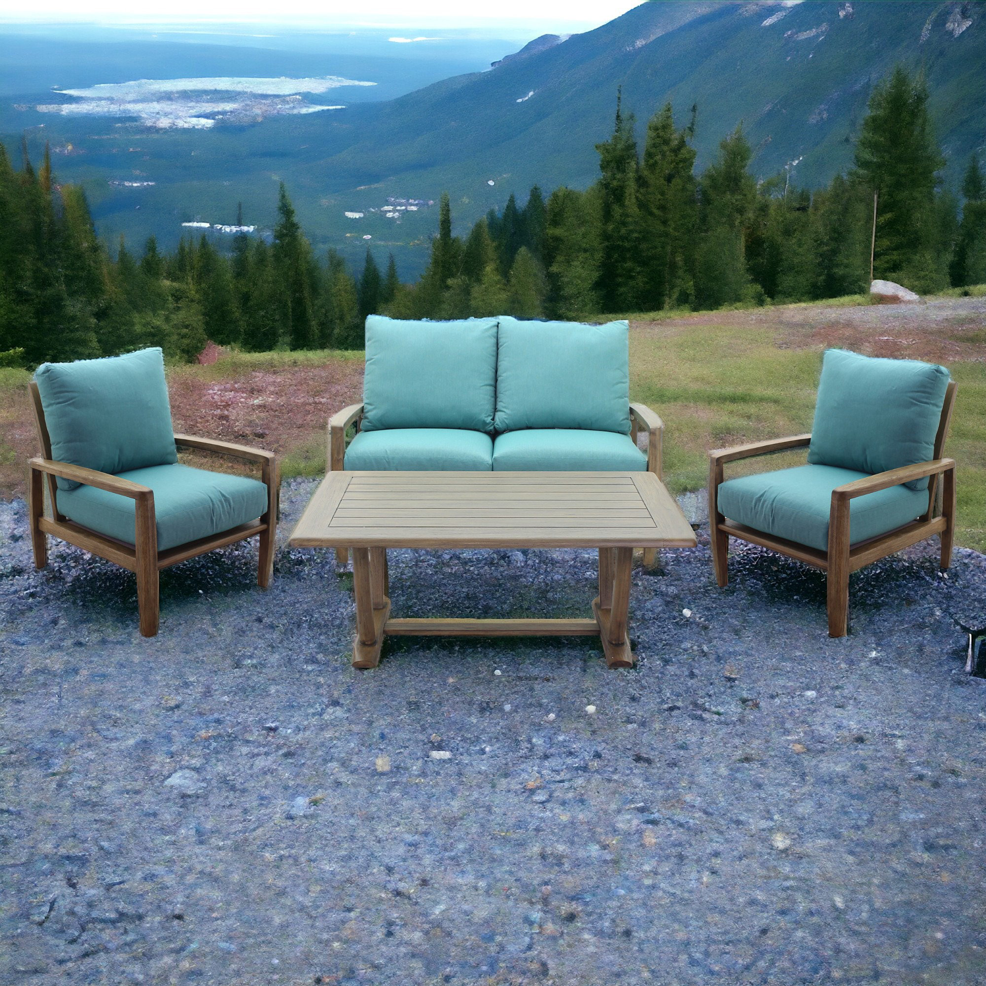 Rosecliff Heights Shivers Teak 4 - Person Outdoor Seating Group with ...