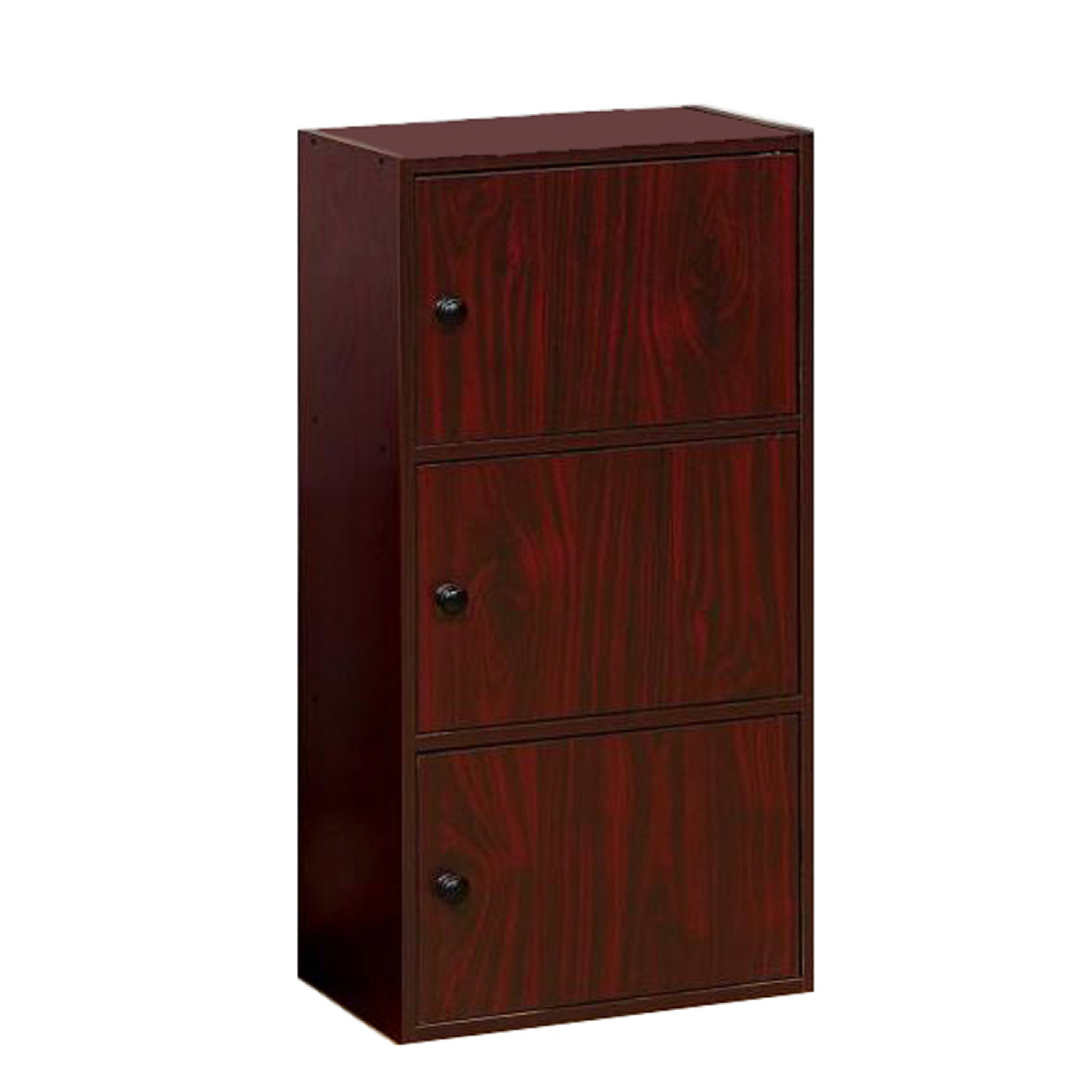 Benjara Tora Storage Cabinet, 3 Doors And 3 Shelves, 34 Inch, Red Cocoa ...