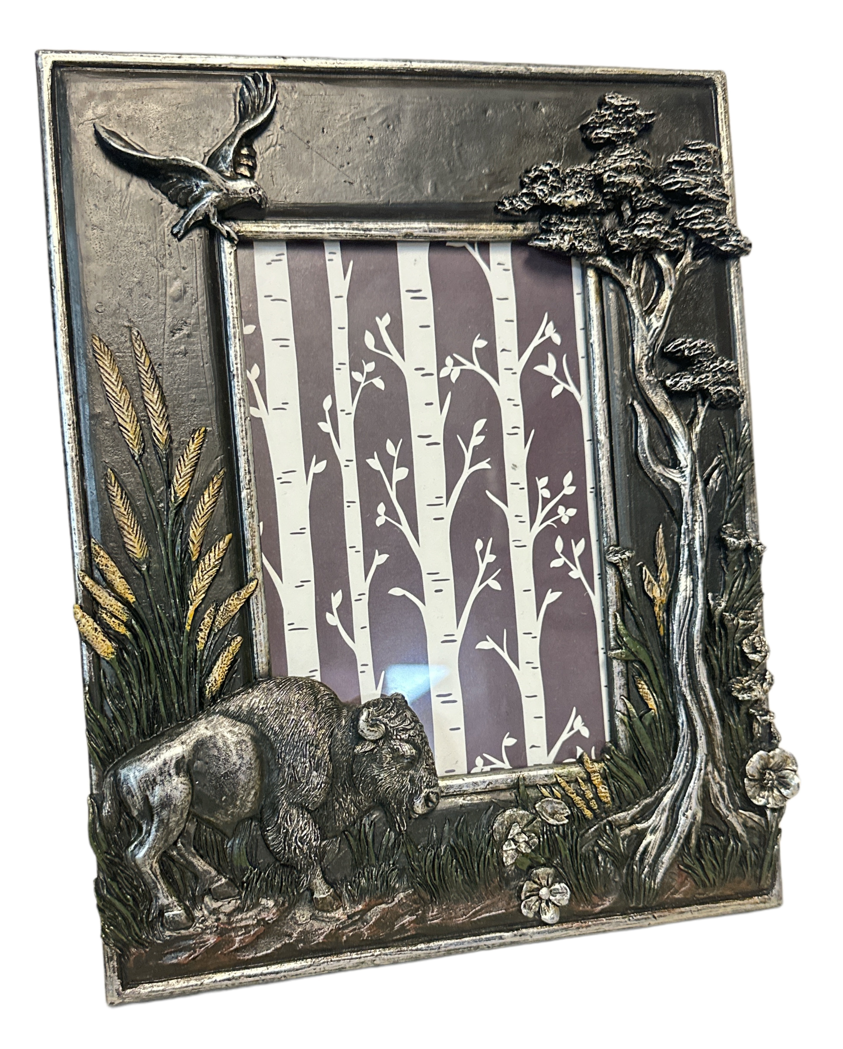 Union Rustic Polyresin Southwestern Plains Buffalo Bison Tree 6” x 4 ...