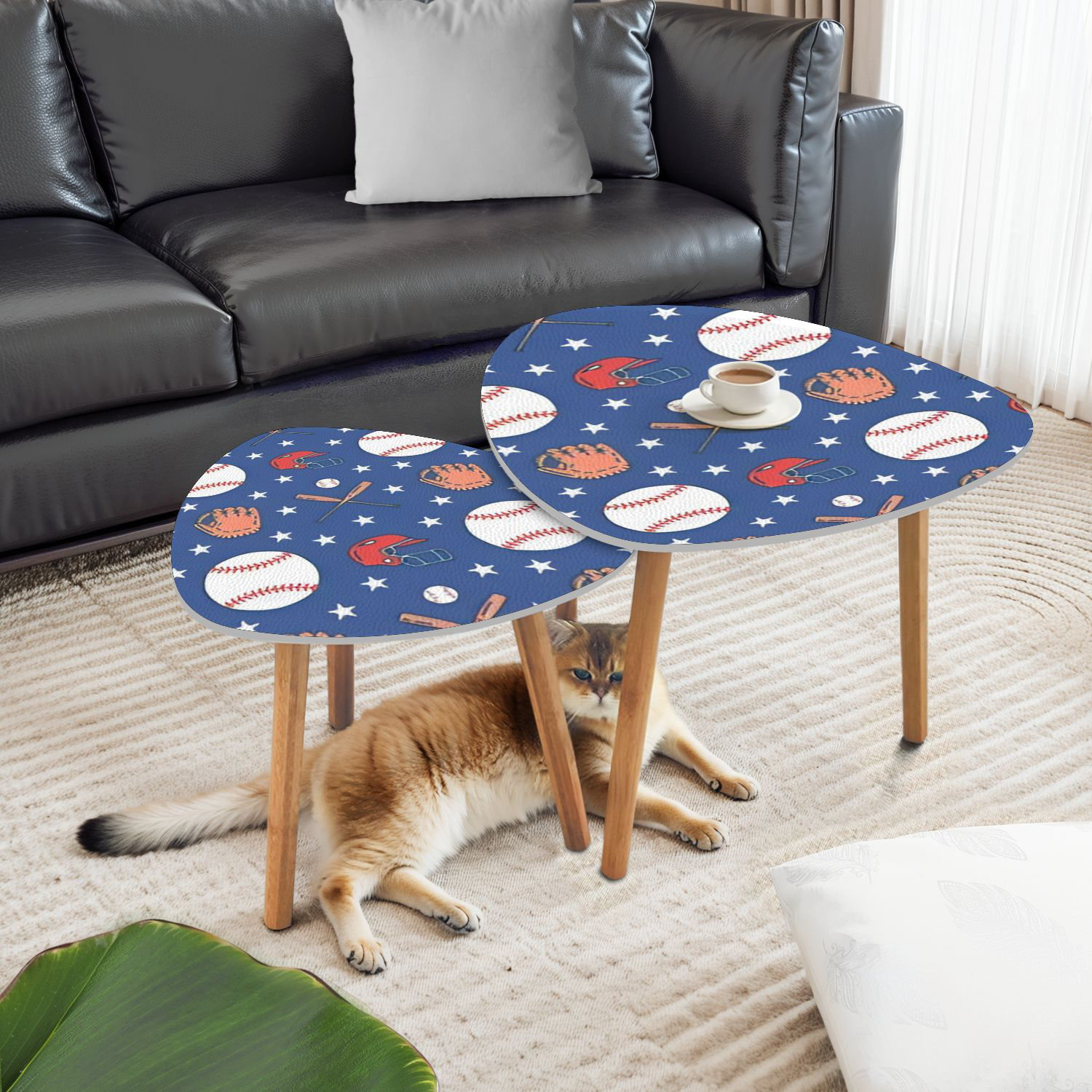 East Urban Home Triangle Nesting Coffee Table Set of 2 Baseball ...