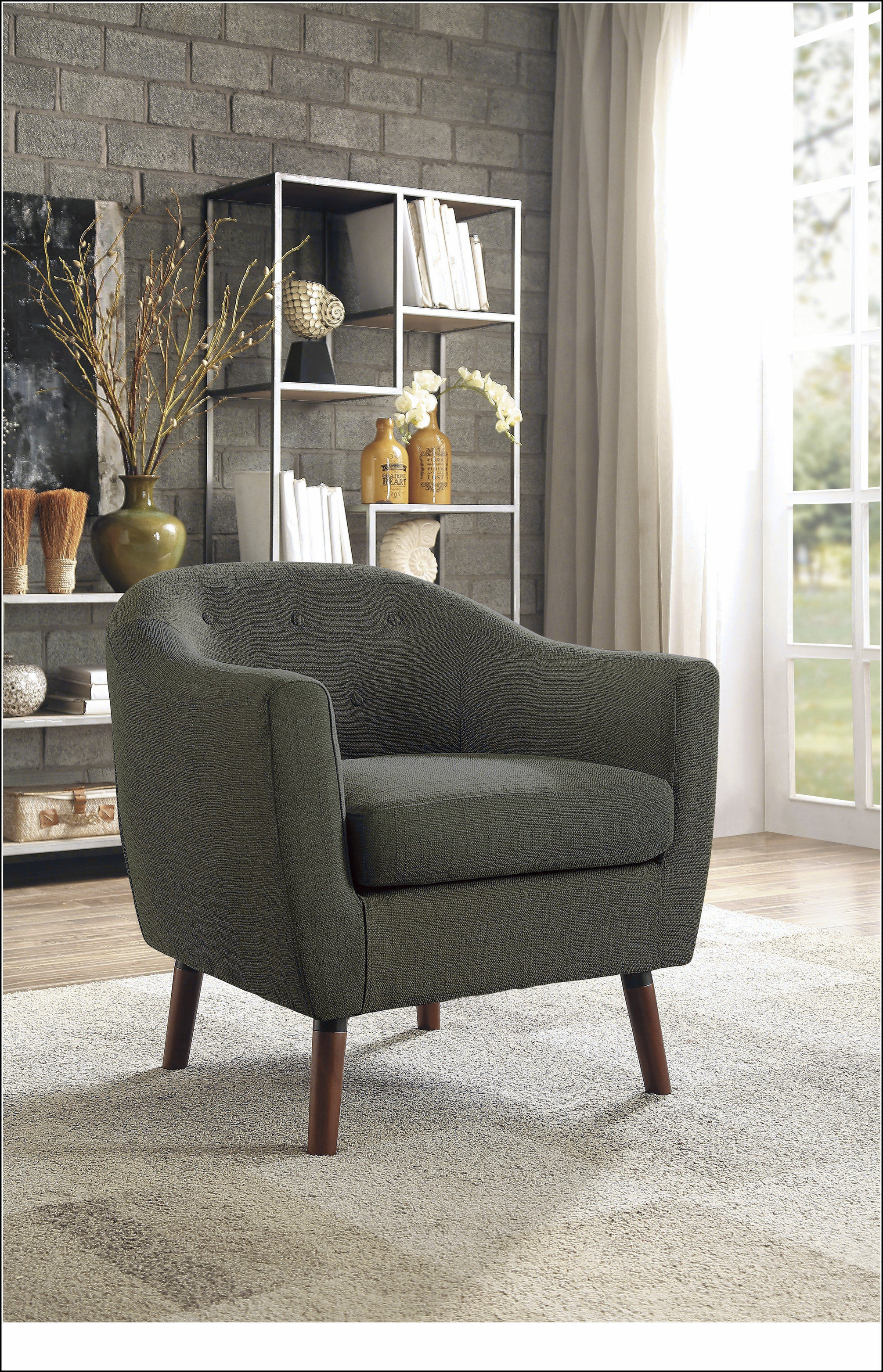 Lark Manor™ Orange Tadcaster Tufted Armchair with 4 Legs | Wayfair