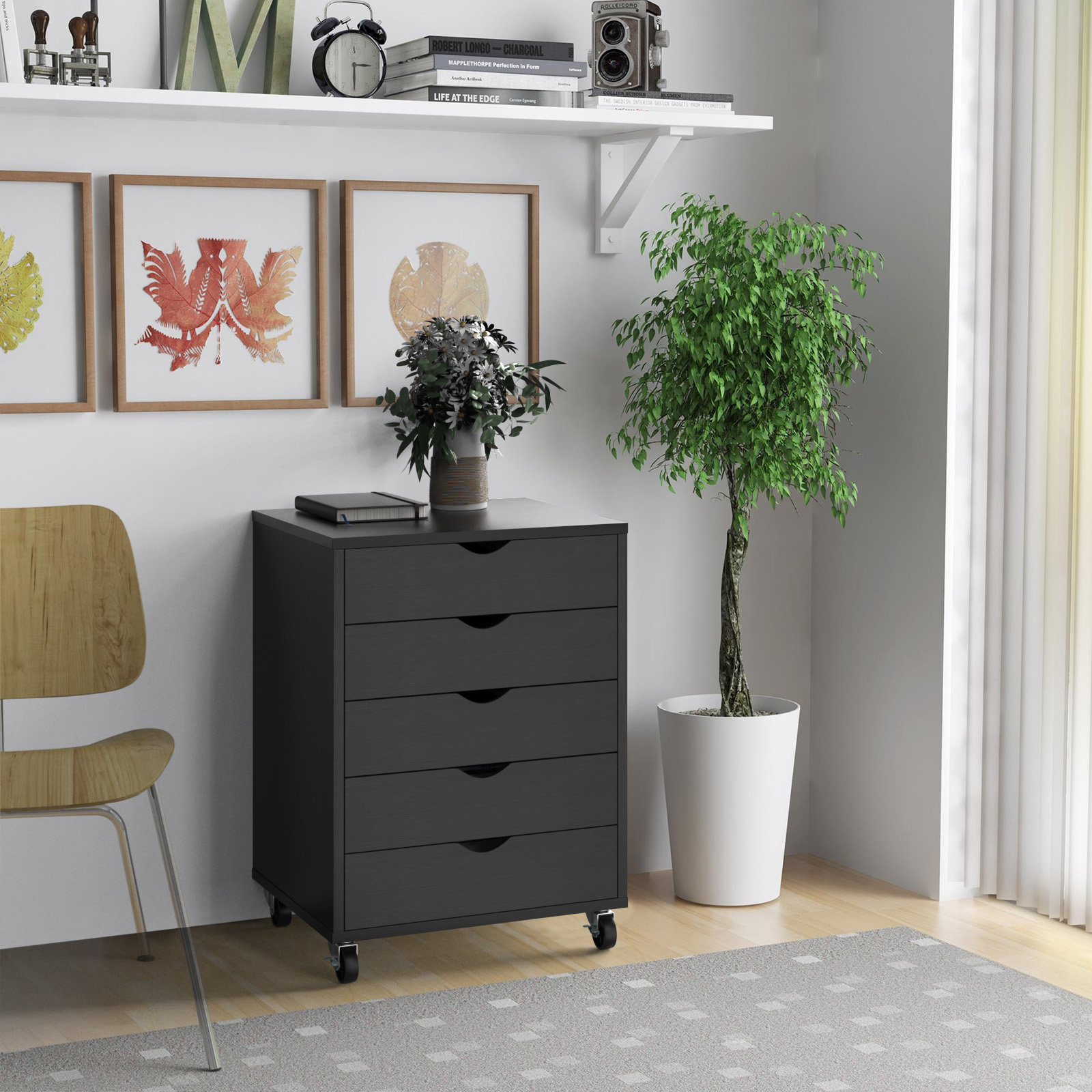 Ebern Designs Emmaus 18.7" W 5-Drawer Wood Storage Cabinet, Mobile File ...