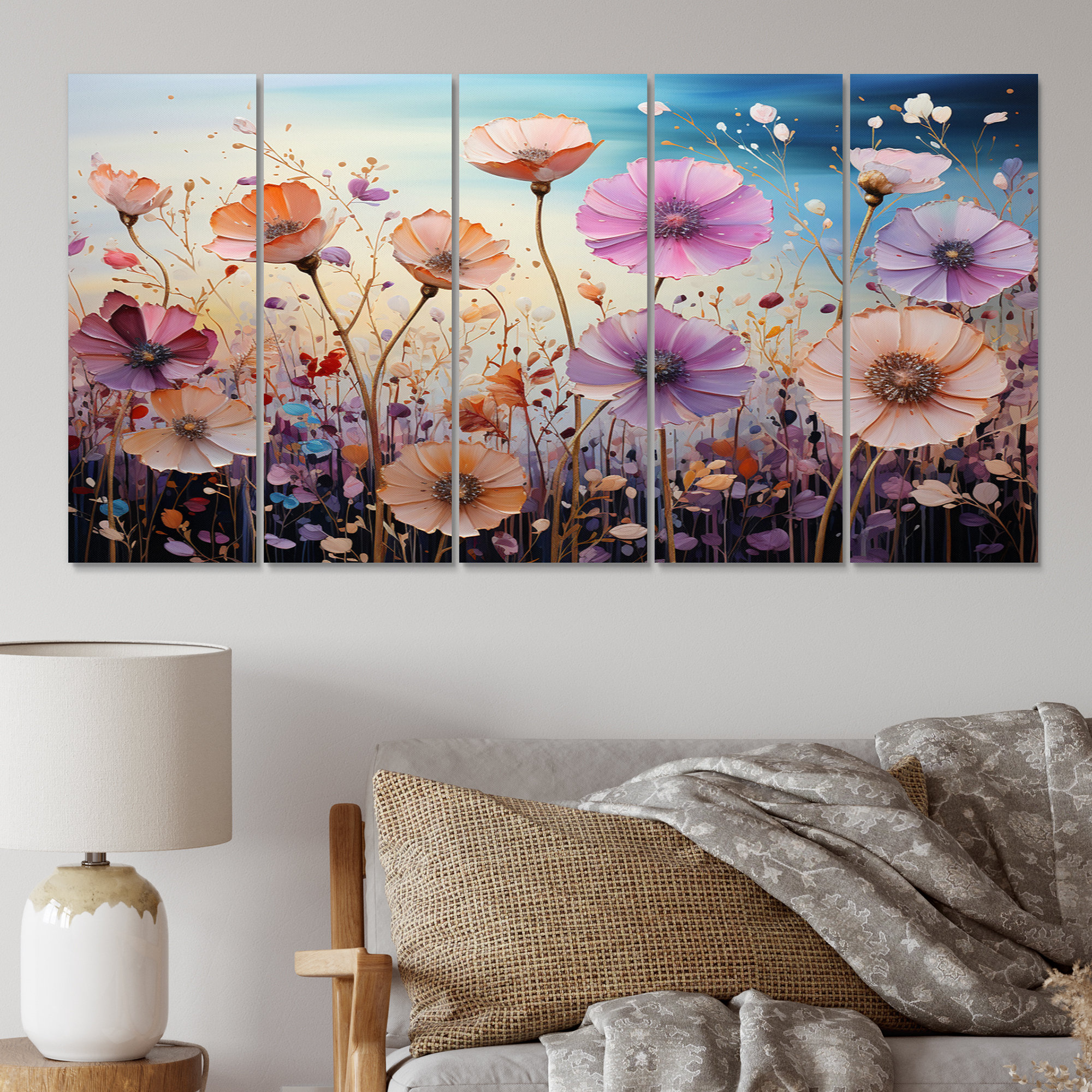 Red Barrel Studio® Meadow Melody III - 5 Piece Wrapped Canvas Print ...