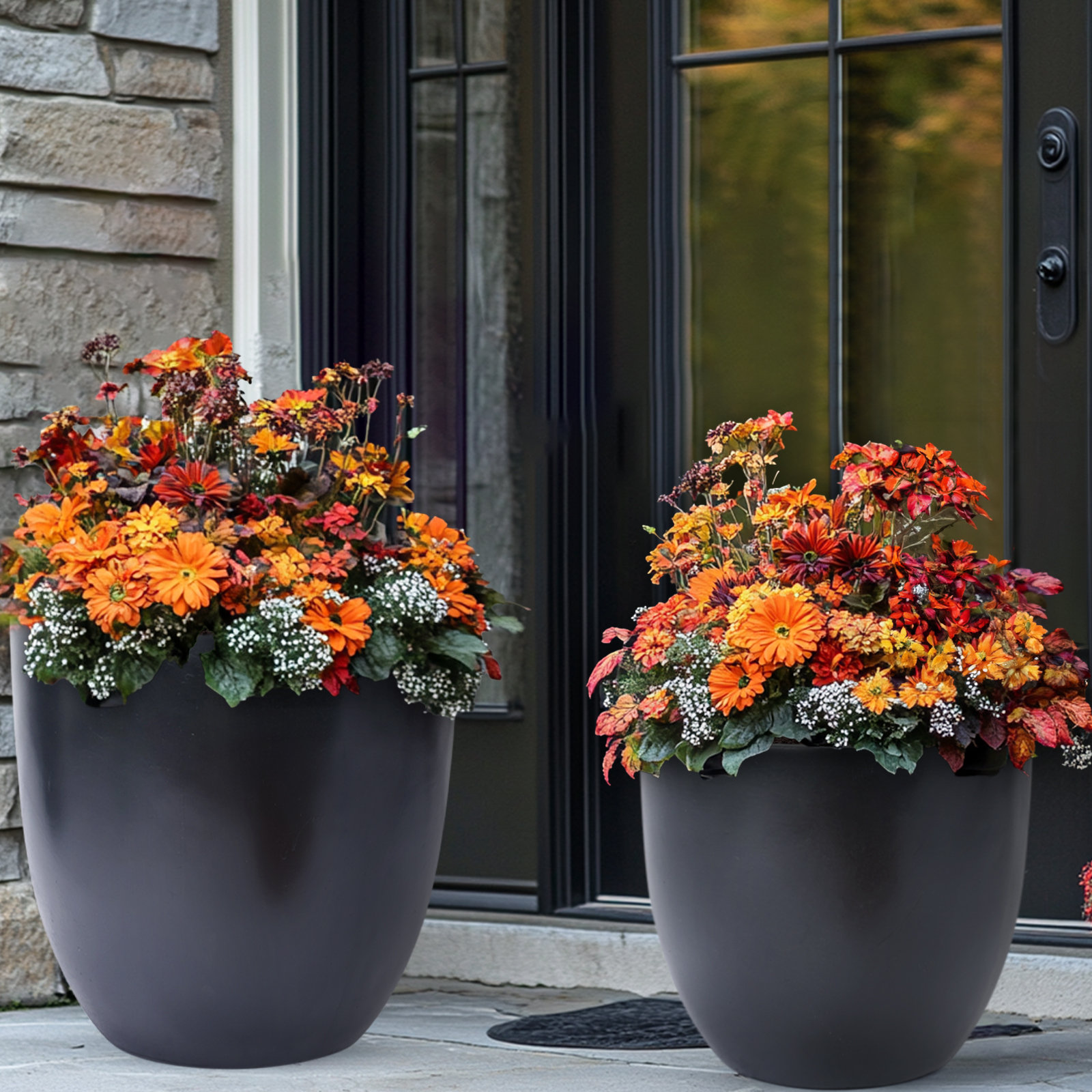 COOLBEBE Outdoor Concrete Planter 2 Pack Morden Indoor Planter Pots ...