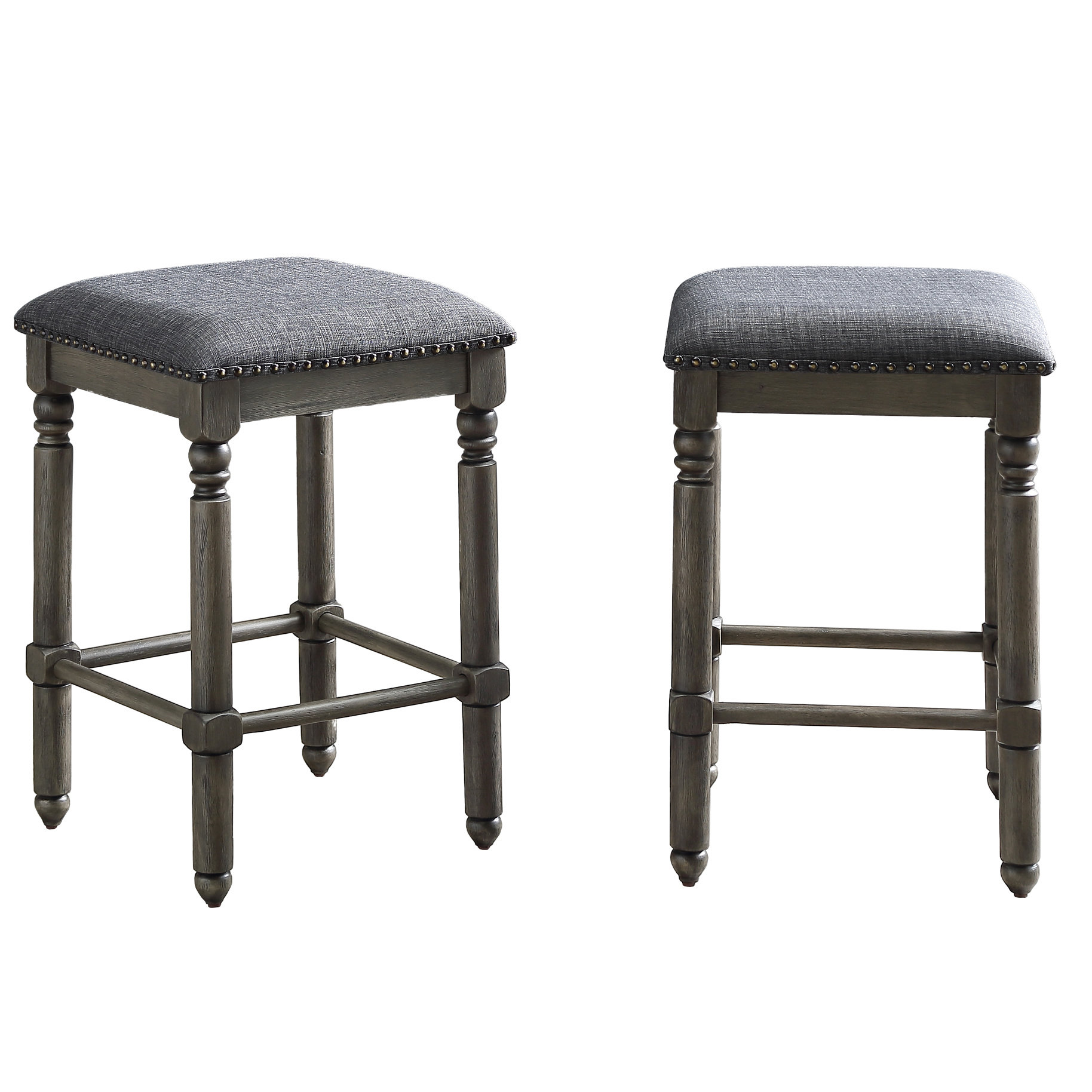 Ophelia & Co. Grey Upholstered Counter Height Stools Of 2 - Fabric Seat ...