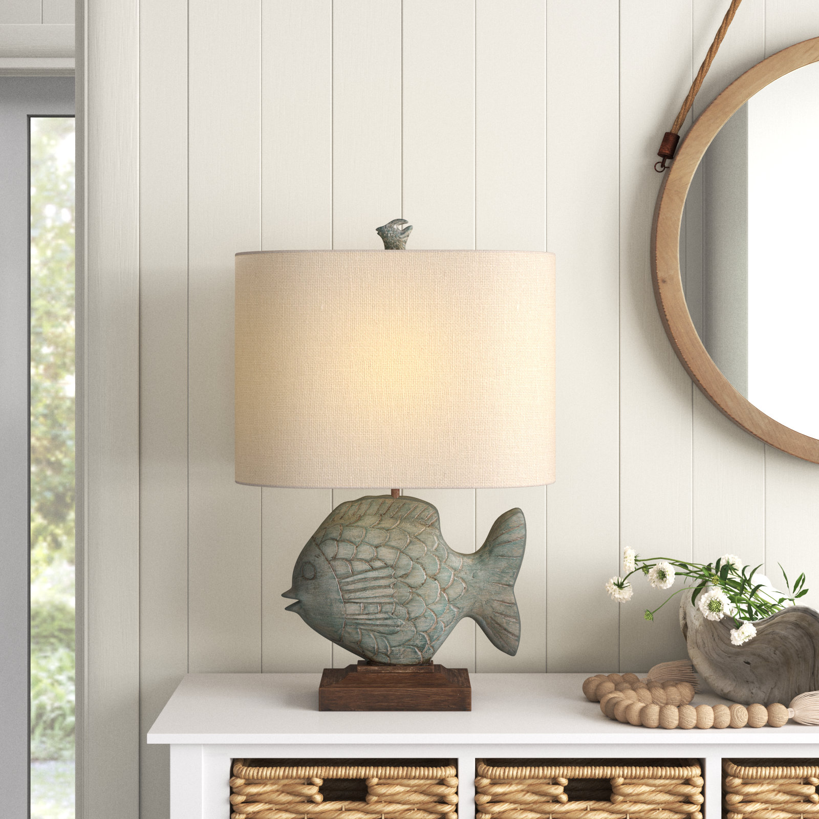 Beachcrest Home Alvardo 27" Ocean Blue/Brown Table Lamp & Reviews ...