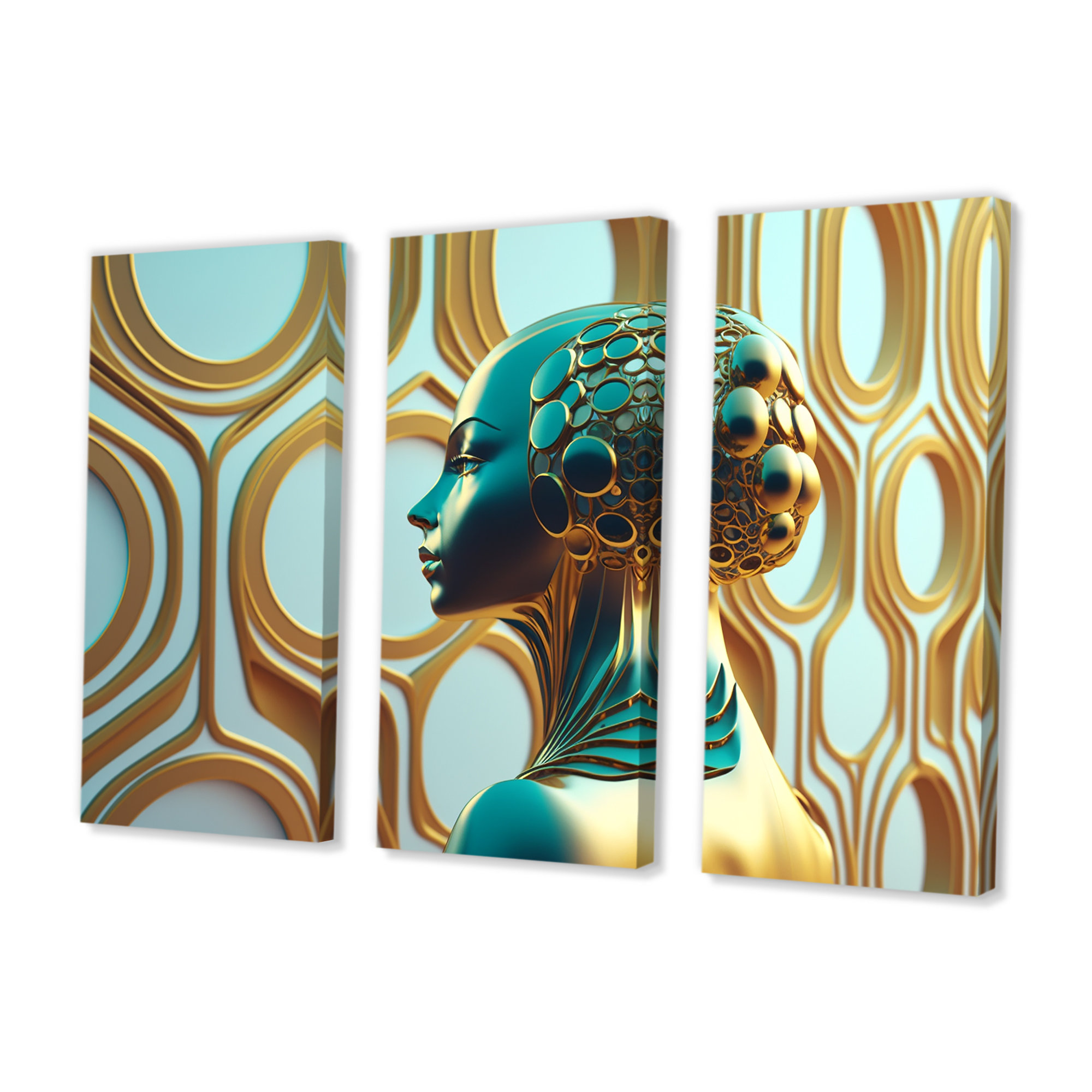 House of Hampton Visionary Gold And Turquoise Goddess I Visionary Gold ...