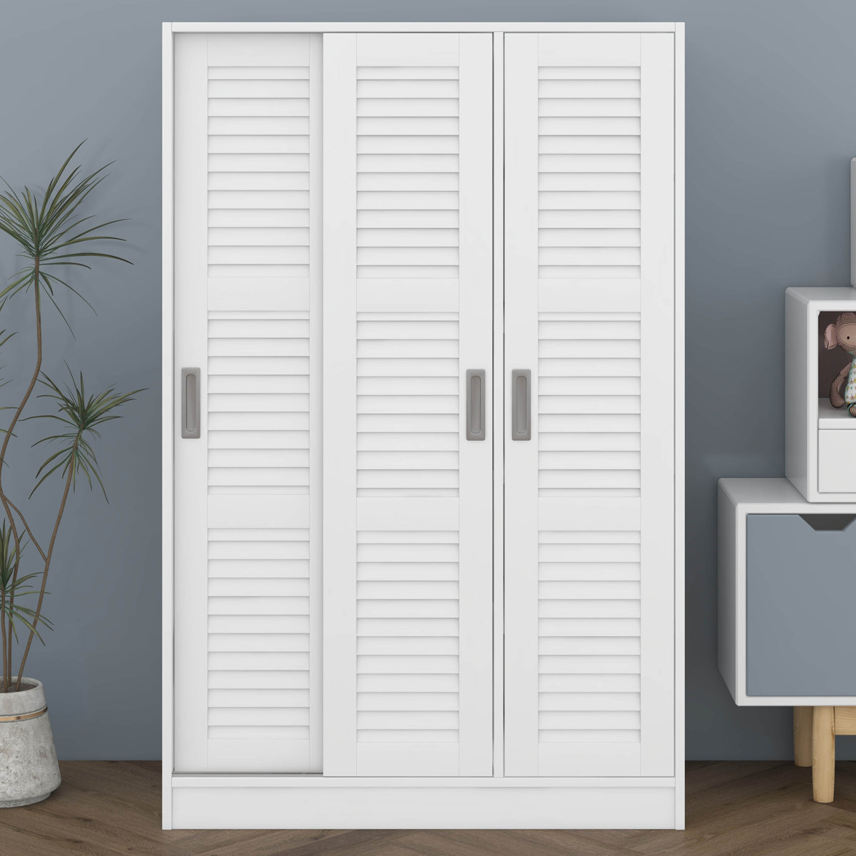 Red Barrel Studio® Modern Clean Design 3-Door Shutter Wardrobe With ...