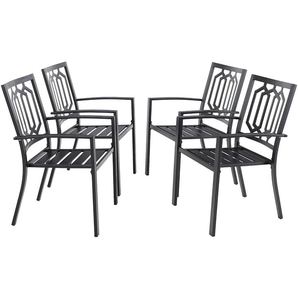 Williston Forge Outdoor Chairs Set Of 4, Iron Metal Dining 300 LBS ...