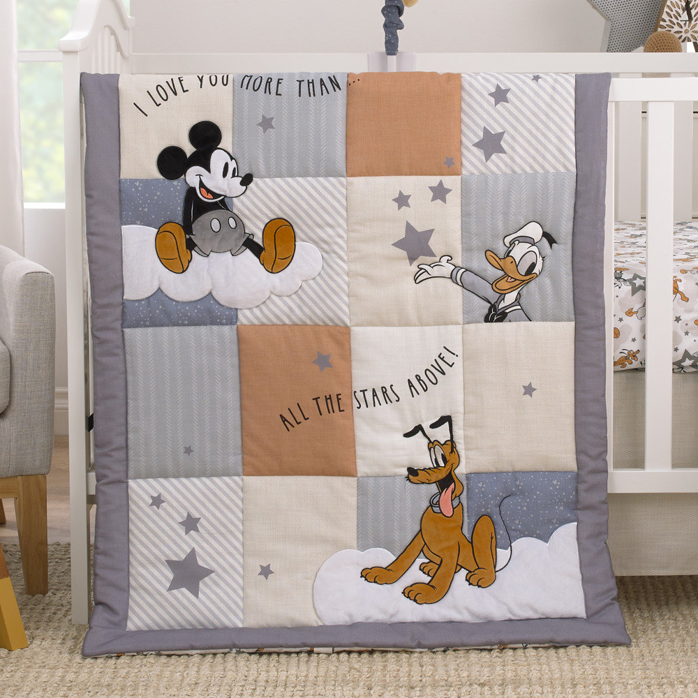 Disney Mickey Mouse Love Mickey 3 Piece Nursery Crib Bedding Set ...