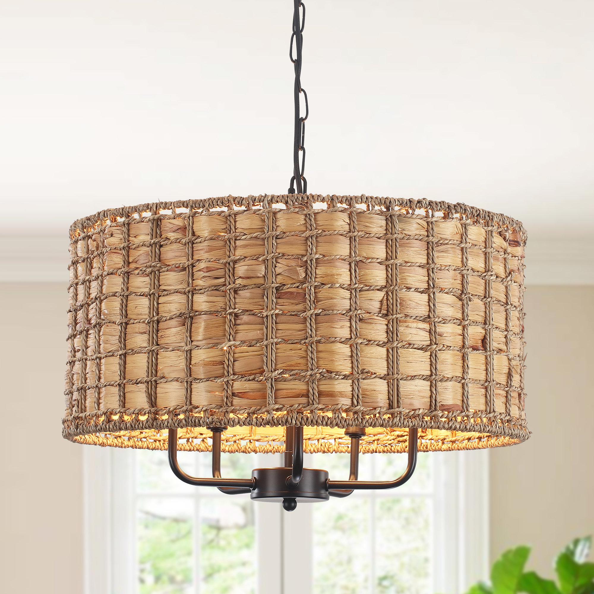 Bay Isle Home™ 5 - Light Dimmable Drum Chandelier Natural Rattan ...