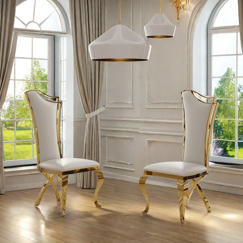 Rosdorf Park Luxury King Chairs Throne White PU Leather Dining Room ...