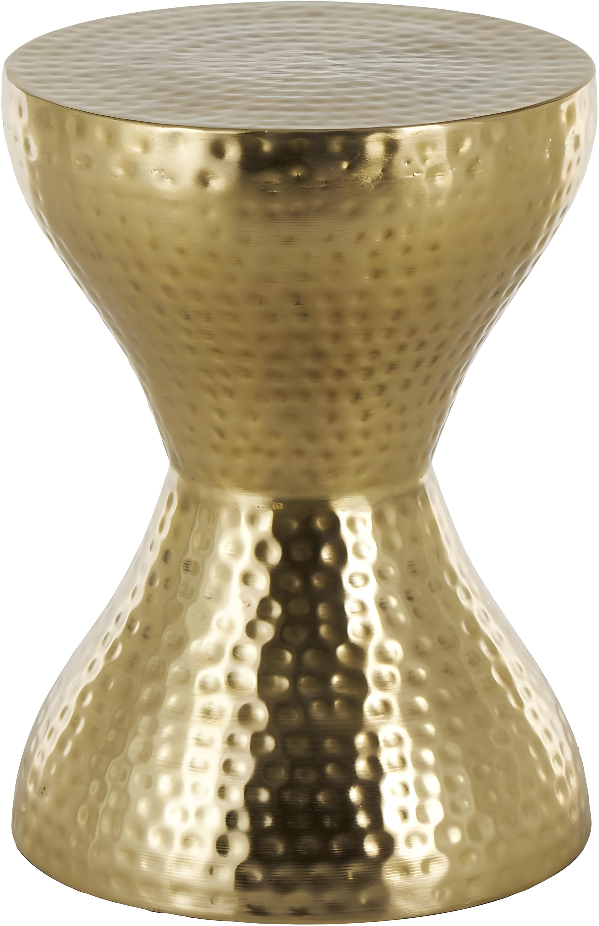 Everly Quinn Hourglass Shaped Metal Accent Table With Hammered Design ...