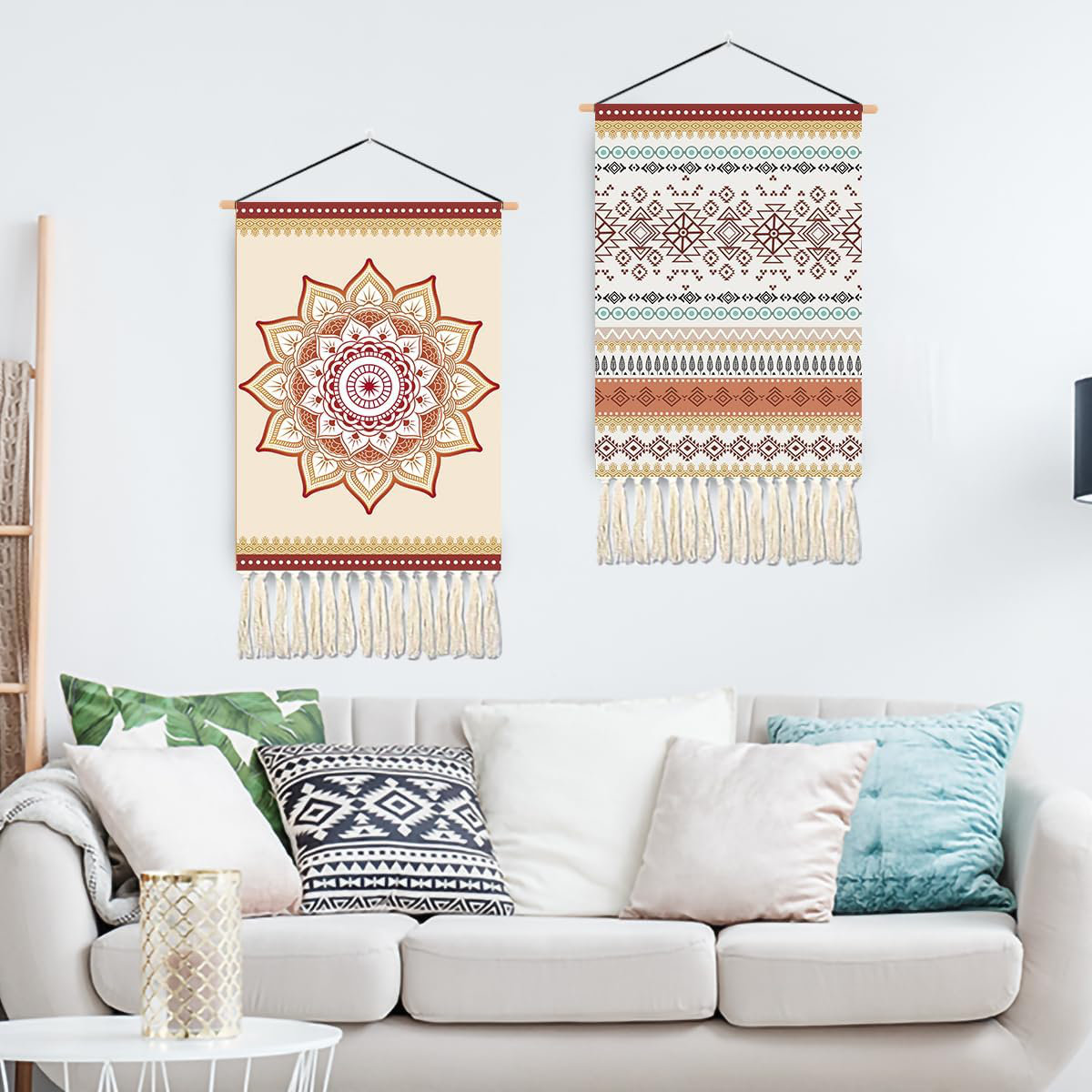 Dakota Fields 2Pcs Boho Mandala Short Tapestry Wall Hanging Poster ...