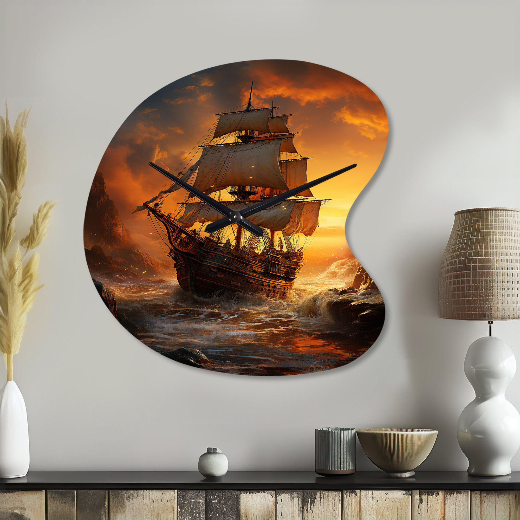 Design Art Pirate Boat Plunderers Legacy - Pirate Irregular Shape Metal ...
