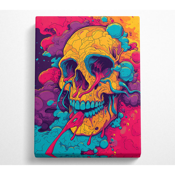 Latitude Vive Acid Skull - No Frame Print on Canvas | Wayfair.co.uk