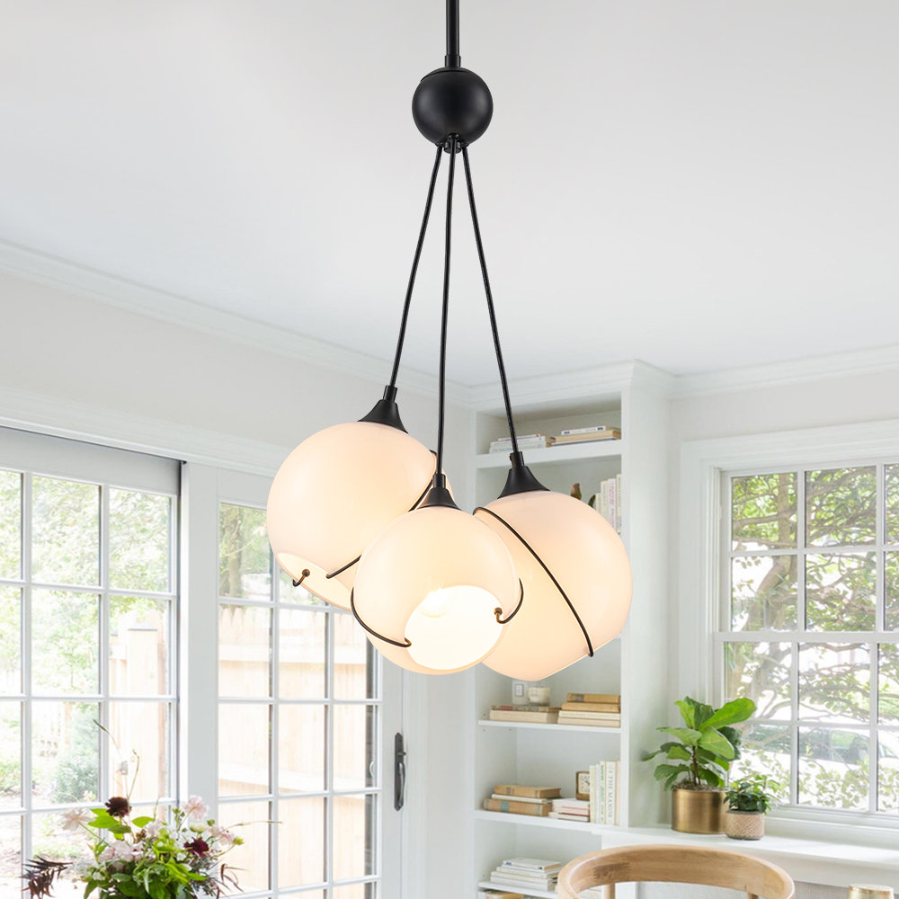 George Oliver Heider 3 - Light Cluster Pendant Light With Opal Glass ...