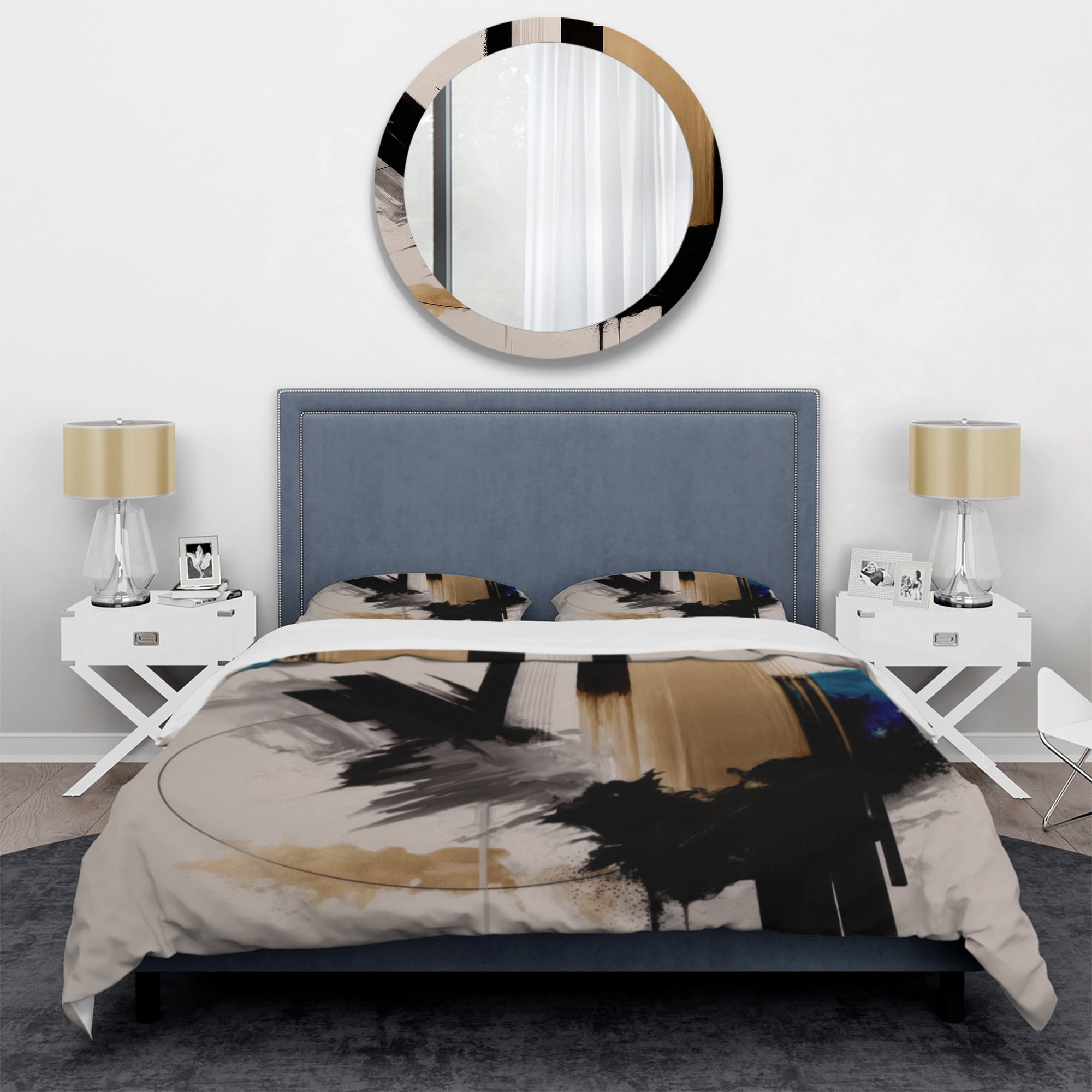 Design Art Blue Minimalist Abstract III BeddingMicrofiber / Polyester ...